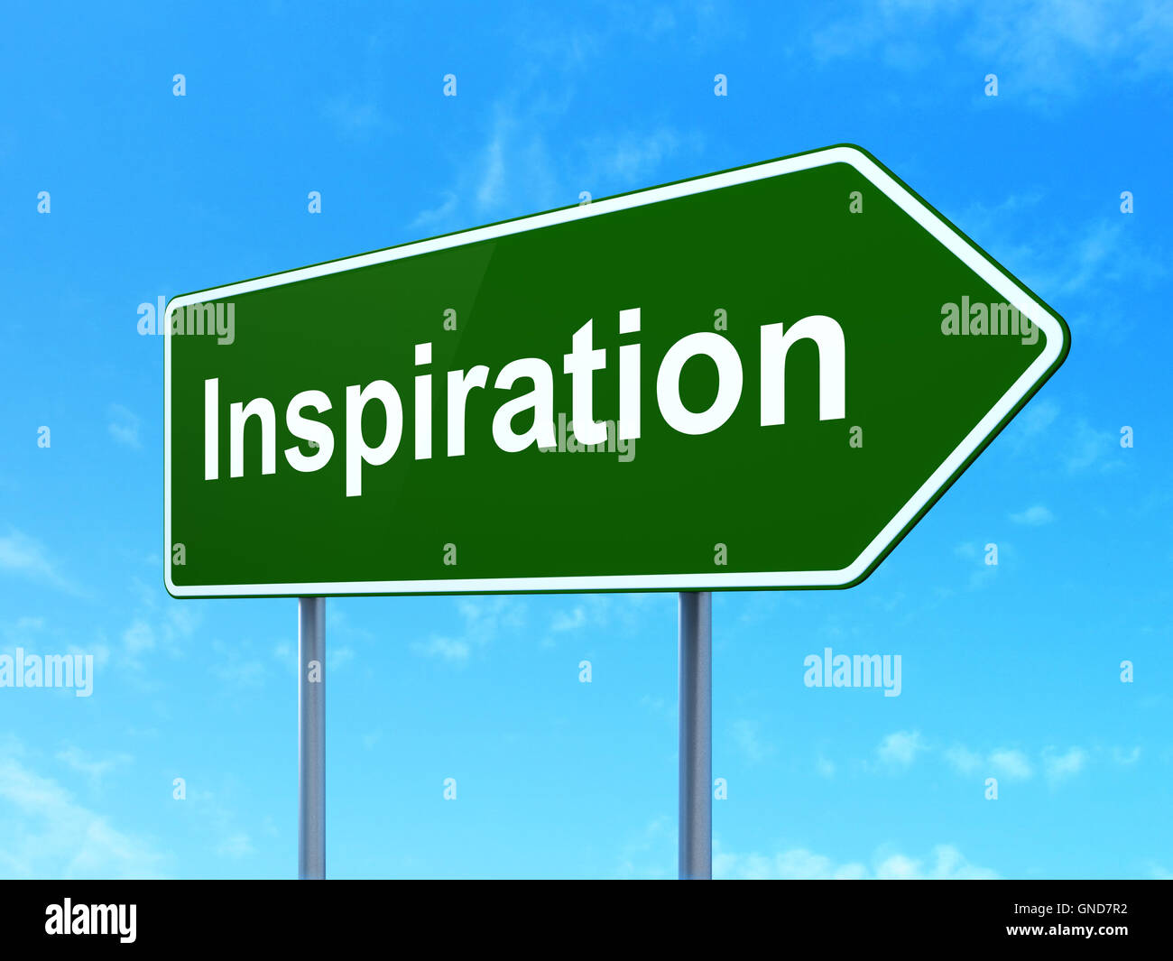 Marketing concept: Inspiration on road sign background Stock Photo - Alamy