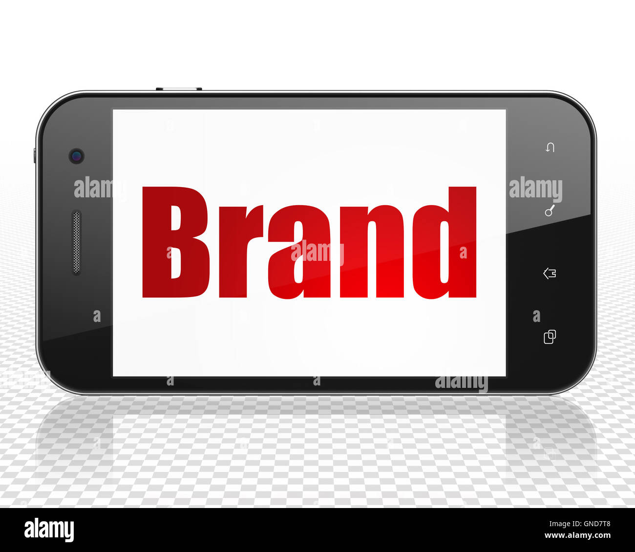 Advertising concept: Smartphone with Brand on display Stock Photo - Alamy