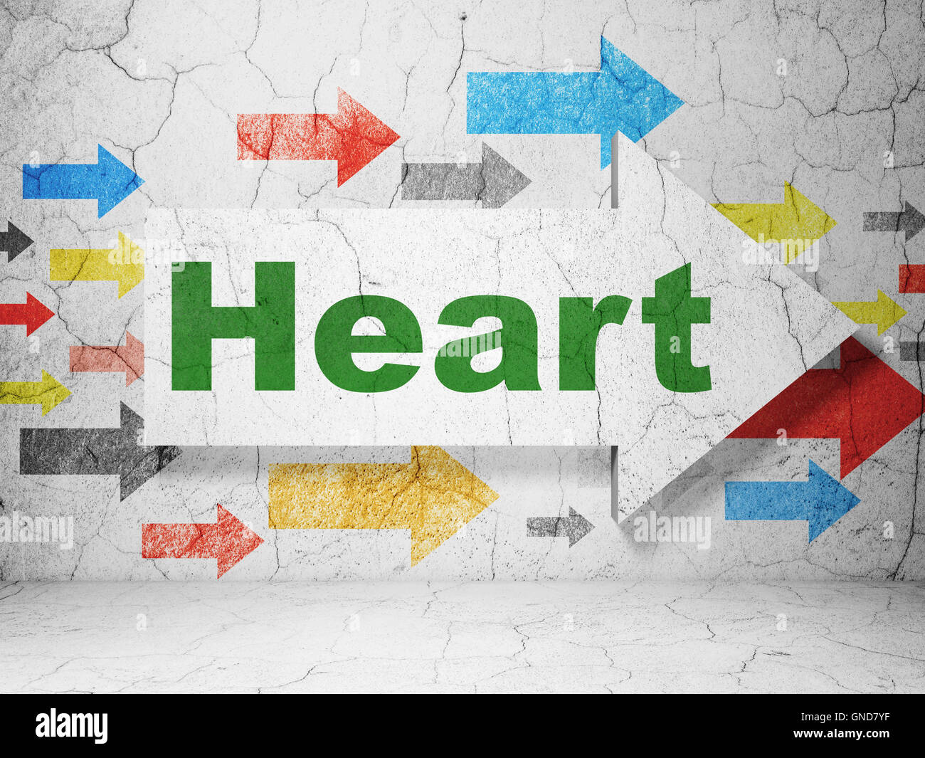 Health concept: arrow with Heart on grunge wall background Stock Photo ...