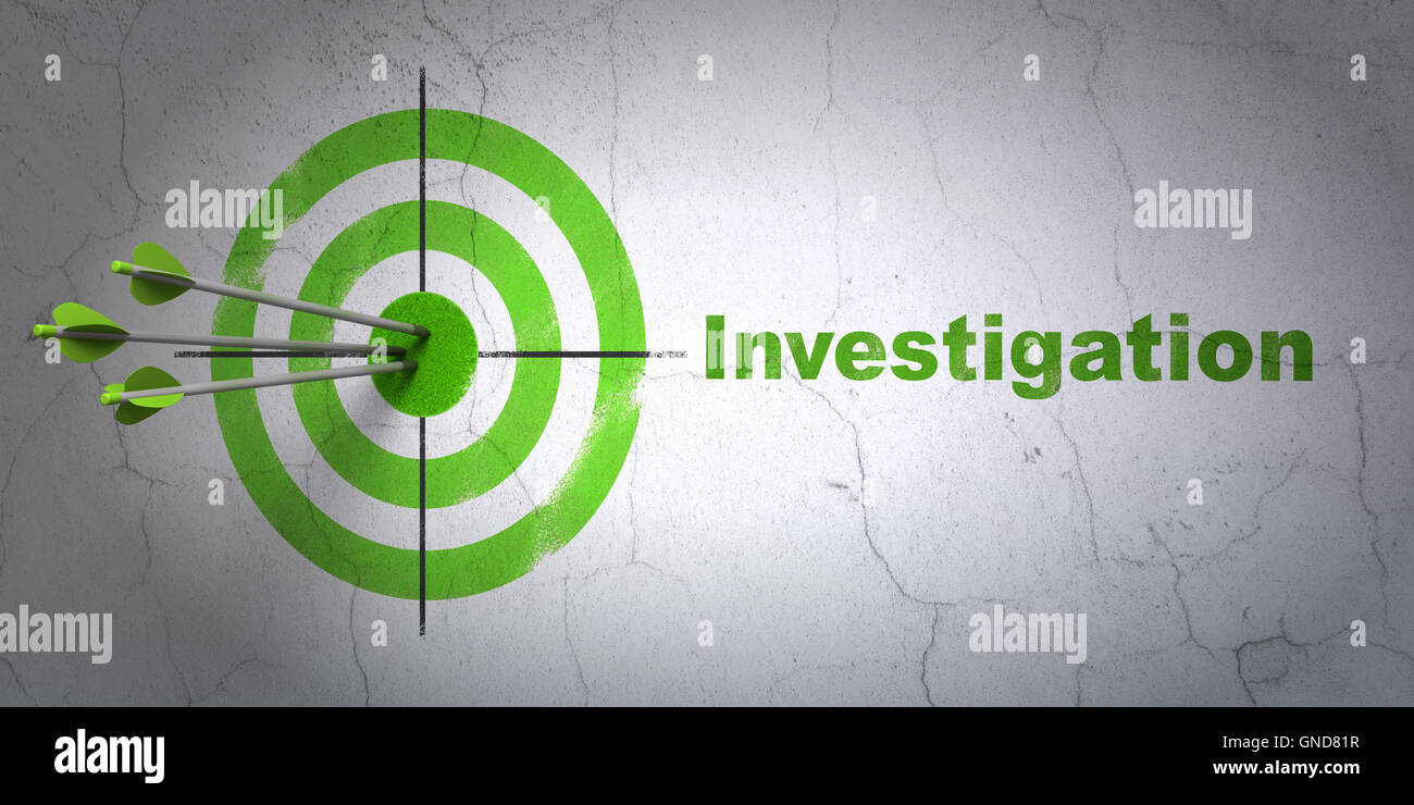 Science concept: target and Investigation on wall background Stock ...