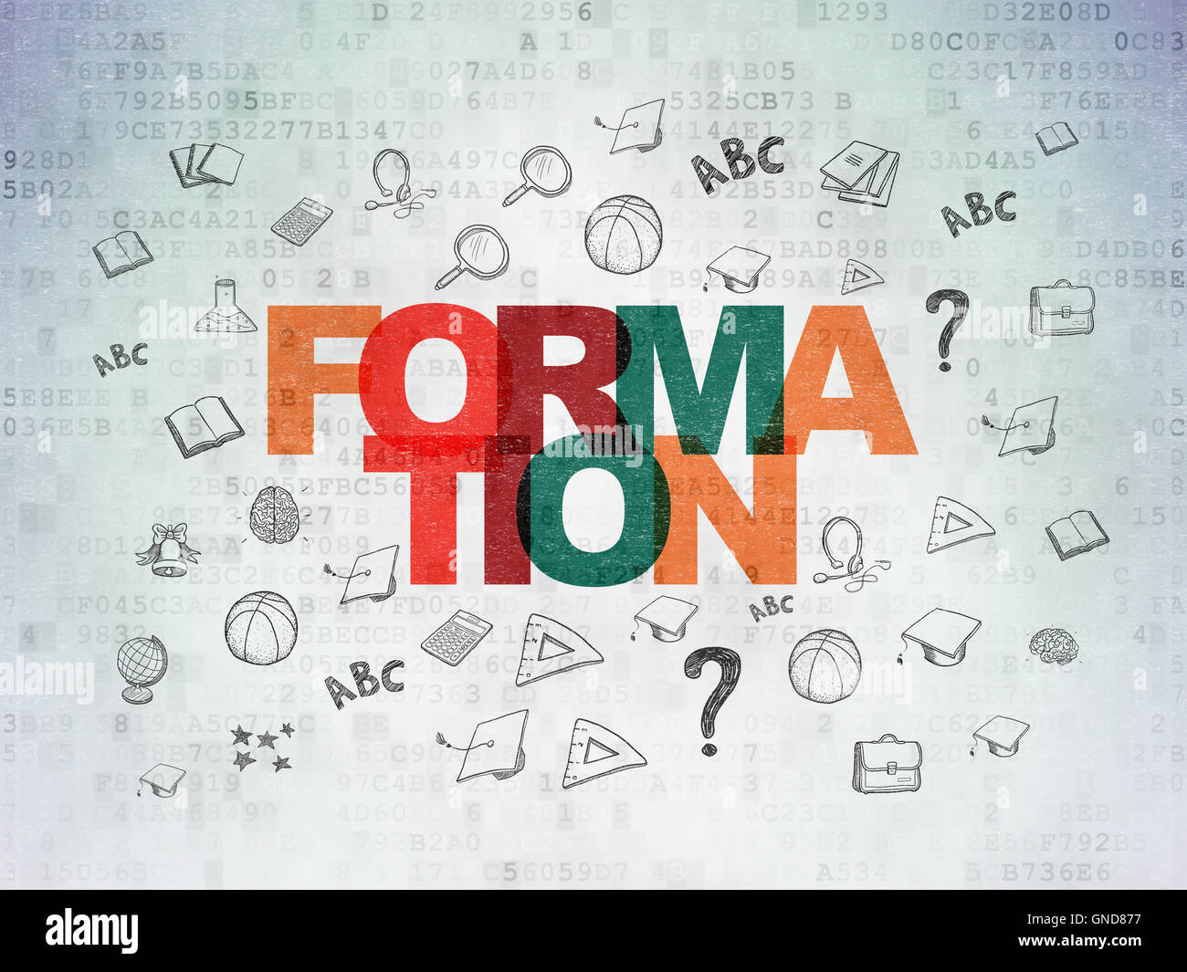 Education concept: Formation on Digital Data Paper background Stock ...