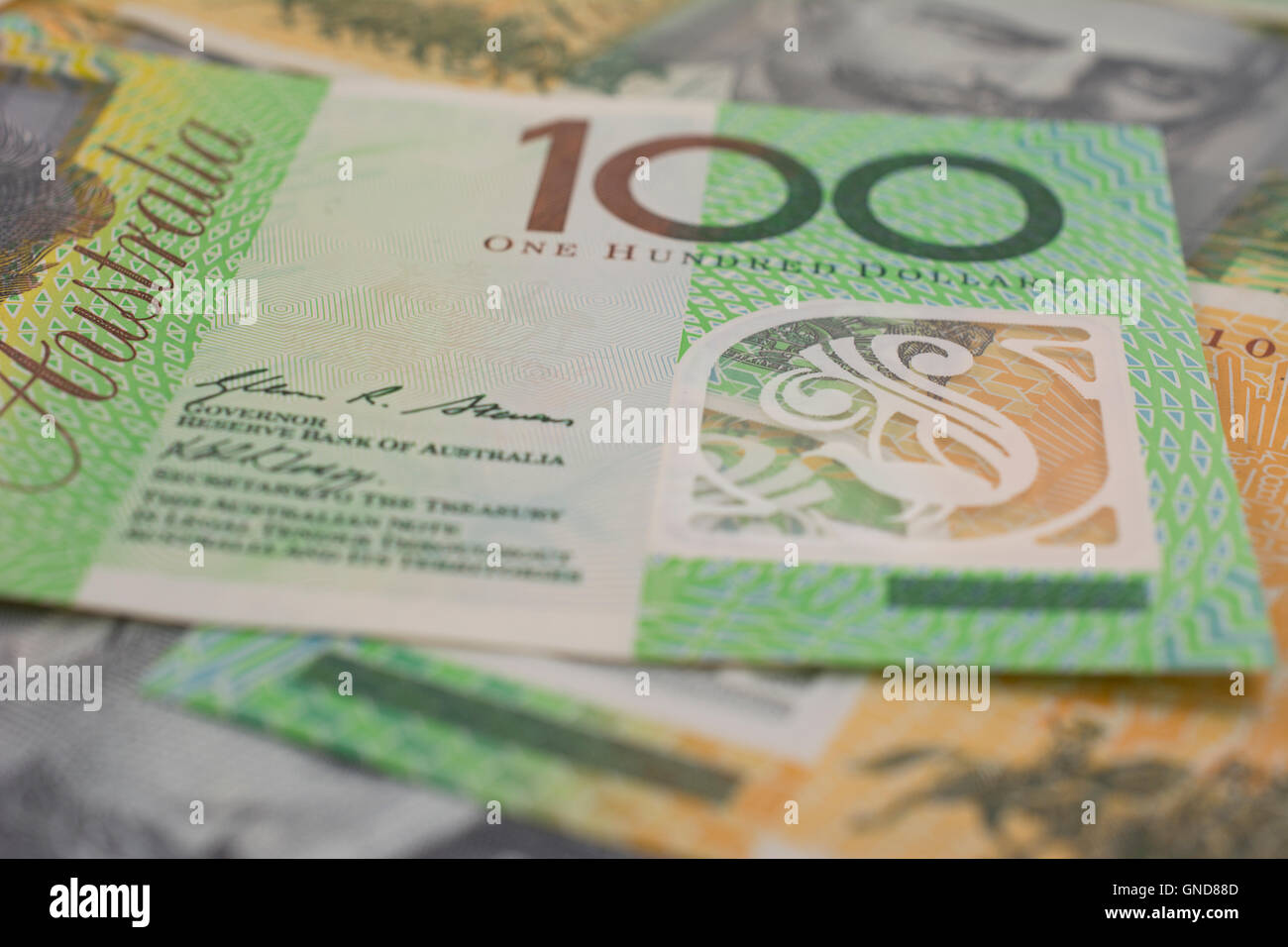 Australian Hundred Dollar Banknote Close Up Background Stock Photo - Alamy
