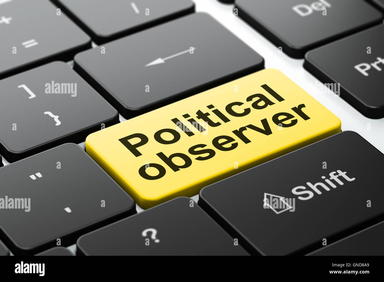Political concept: Political Observer on computer keyboard background ...