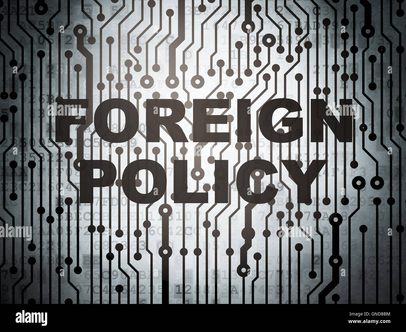 Politics concept: circuit board with Foreign Policy Stock Photo - Alamy