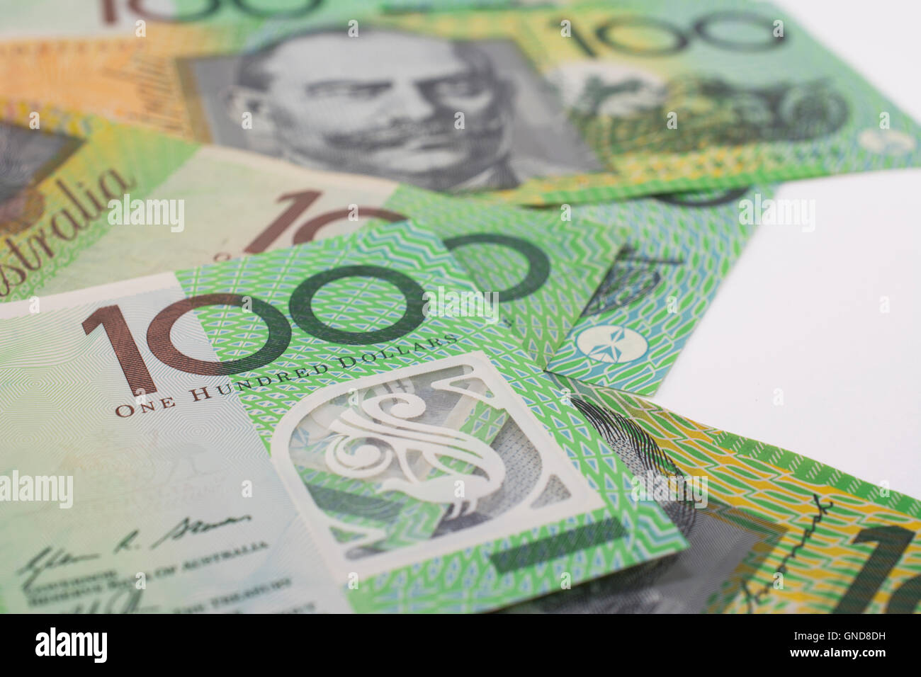 Pile of Australian Hundred Dollar Banknotes Isolated on White Stock ...