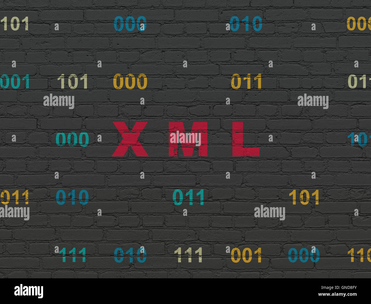 Database concept: Xml on wall background Stock Photo - Alamy