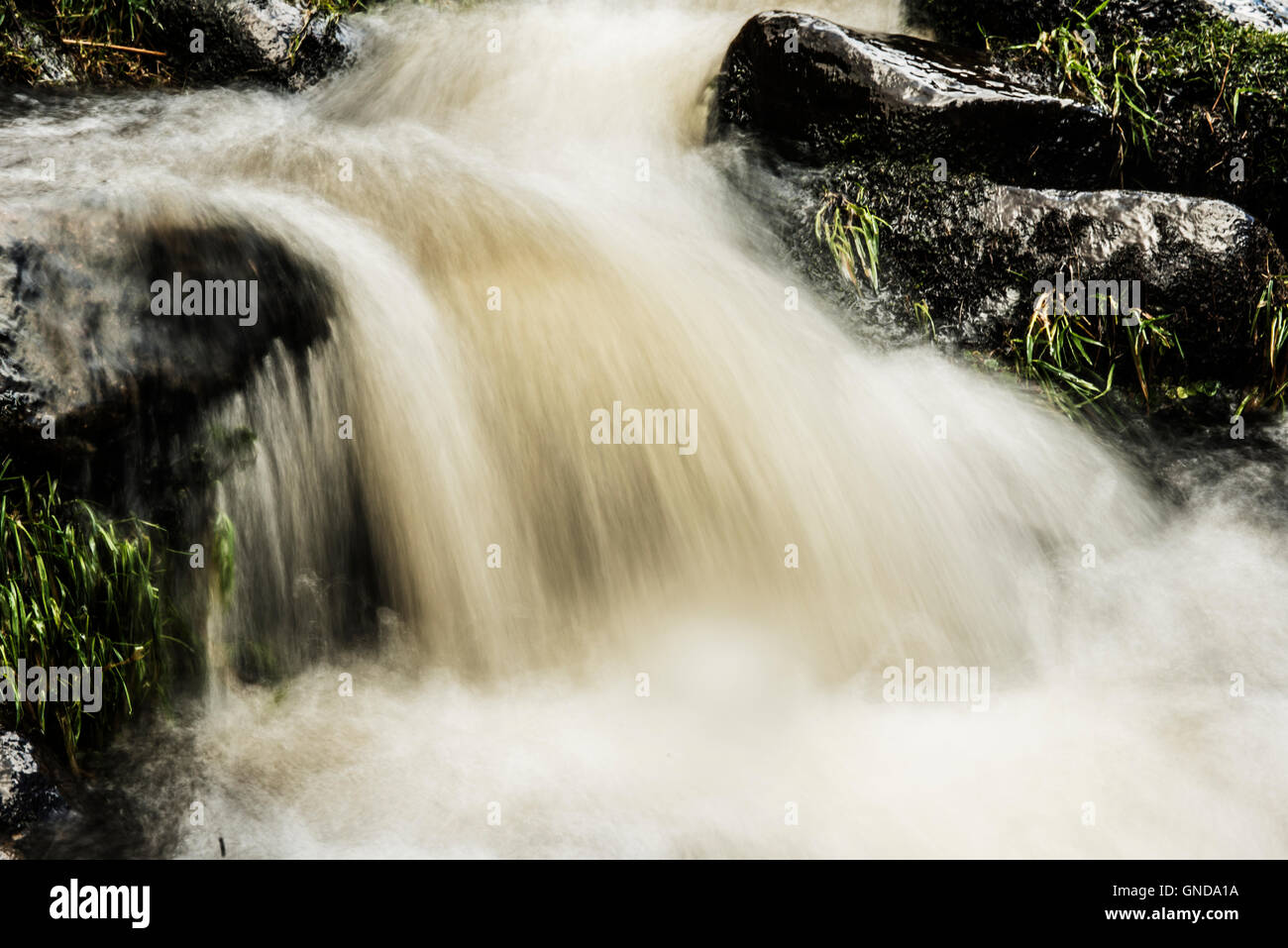 Long exposure shot of Grindsbrook waterfalls in Edale, Derbyshire Stock ...