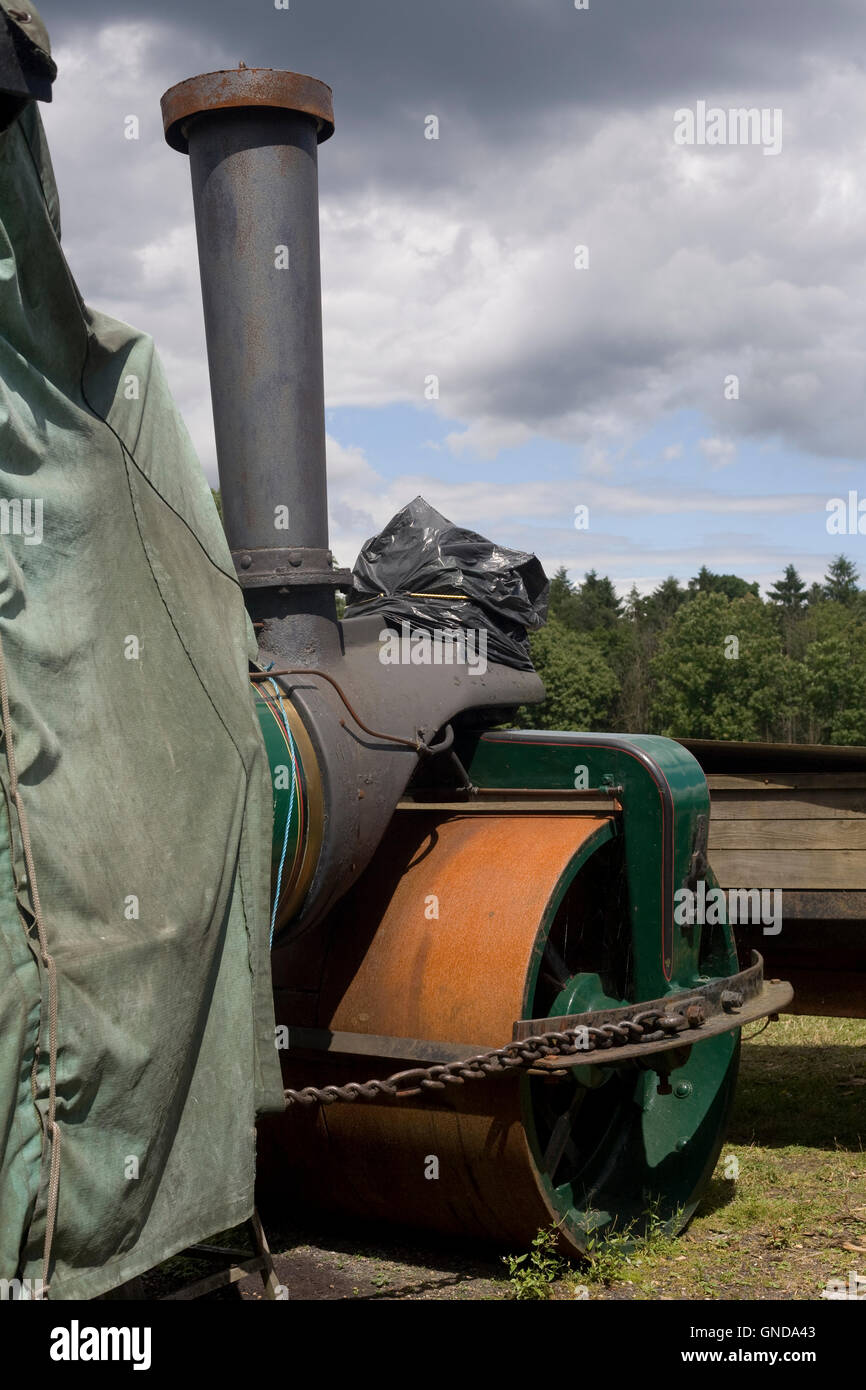 Steam roller engine at rest at Hollycombe working steam museum Stock ...