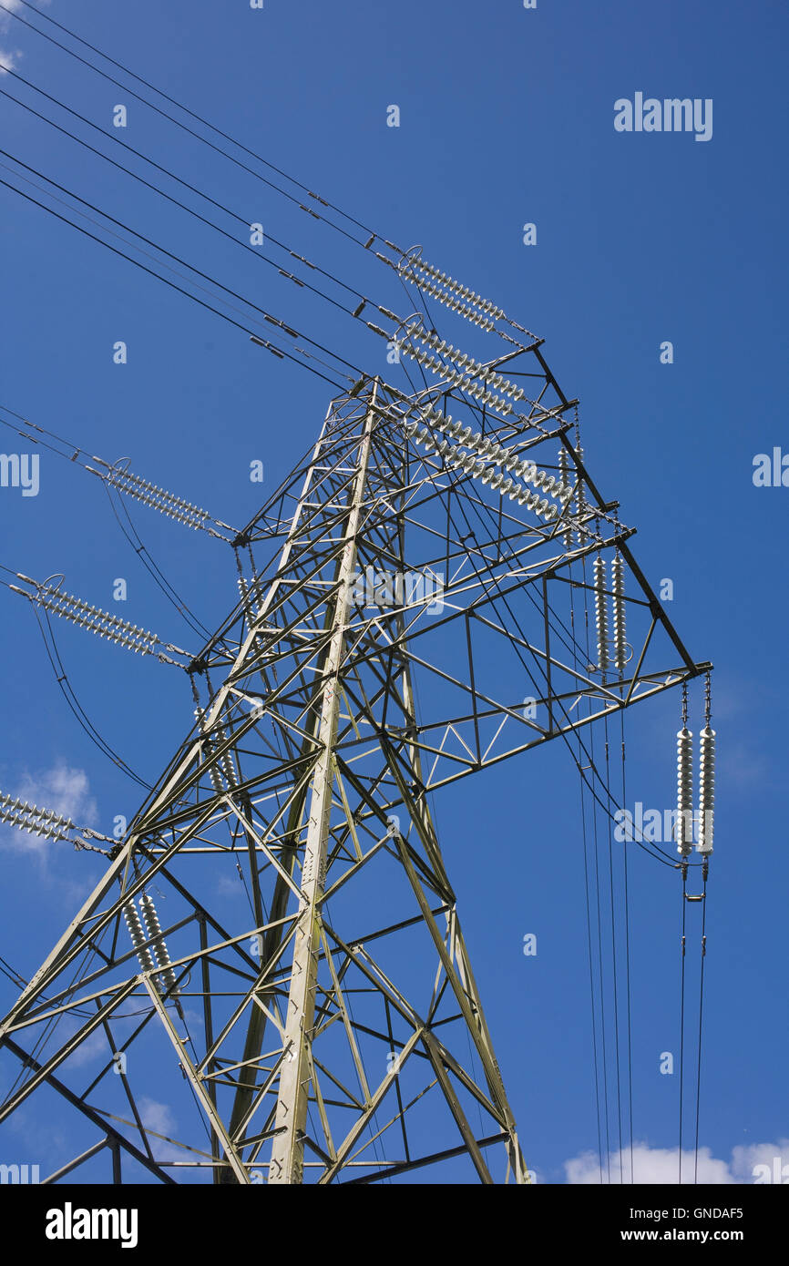 Electricity power pylon on housing estate in Bridgend Stock Photo - Alamy
