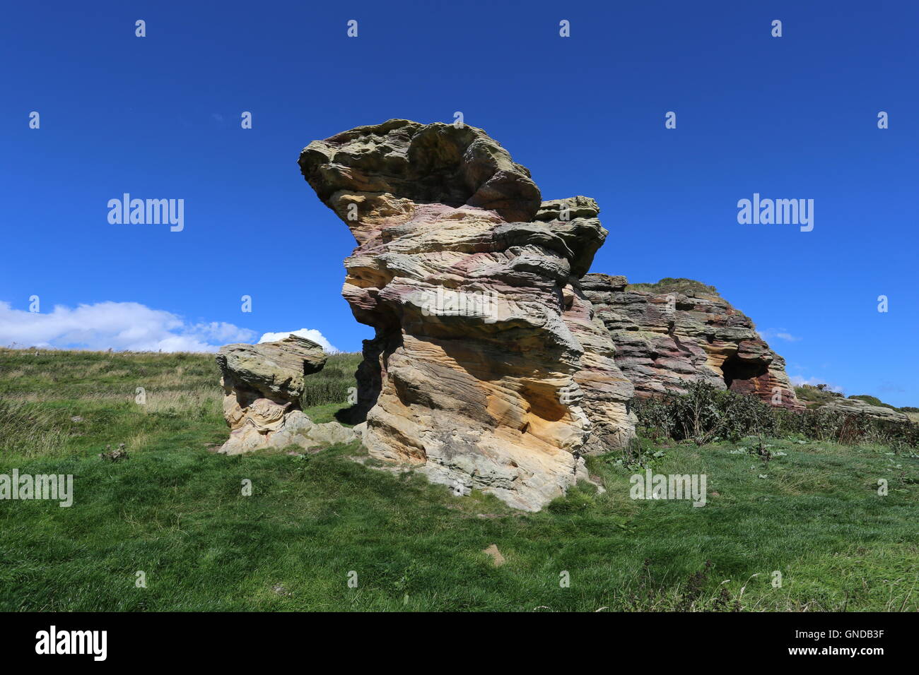 Caiplie Caves sandstone rock formation Fife Scotland August 2016 Stock ...