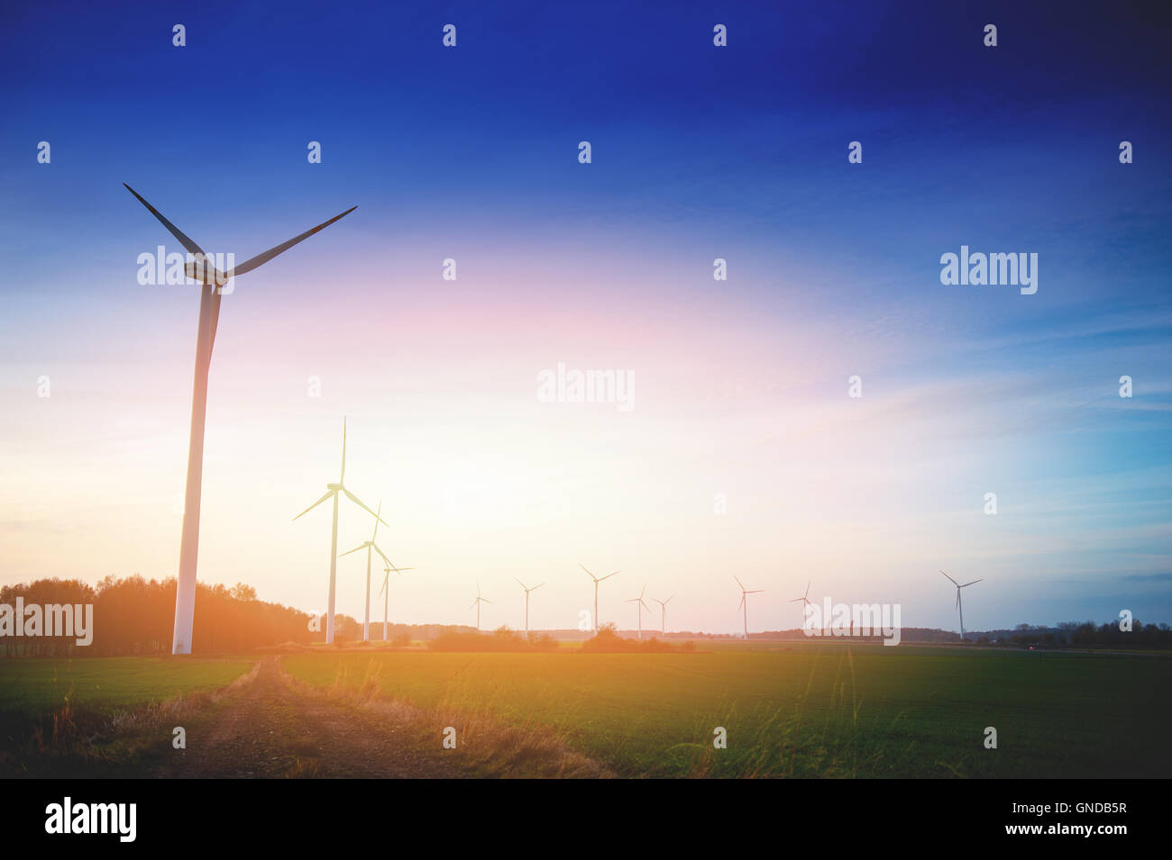 Wind turbine farm rays light hi-res stock photography and images - Alamy