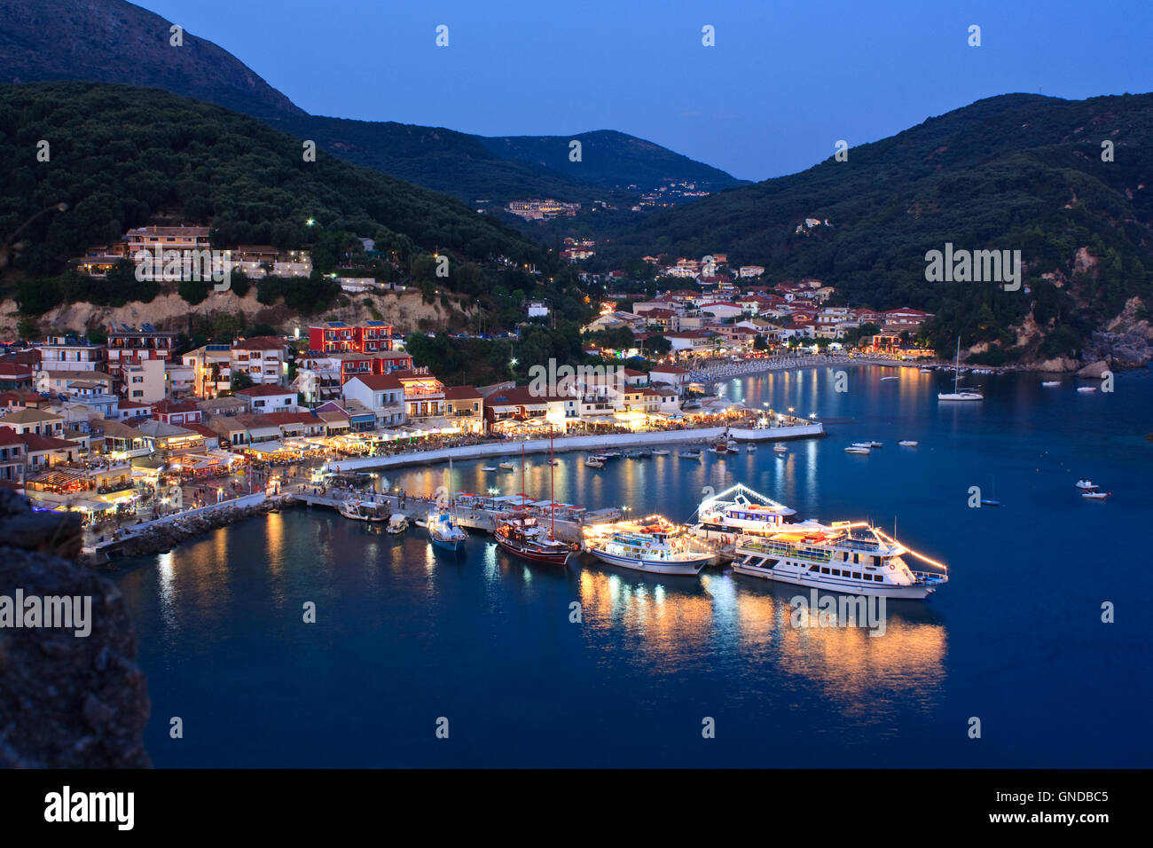 Parga night landscape Stock Photo - Alamy