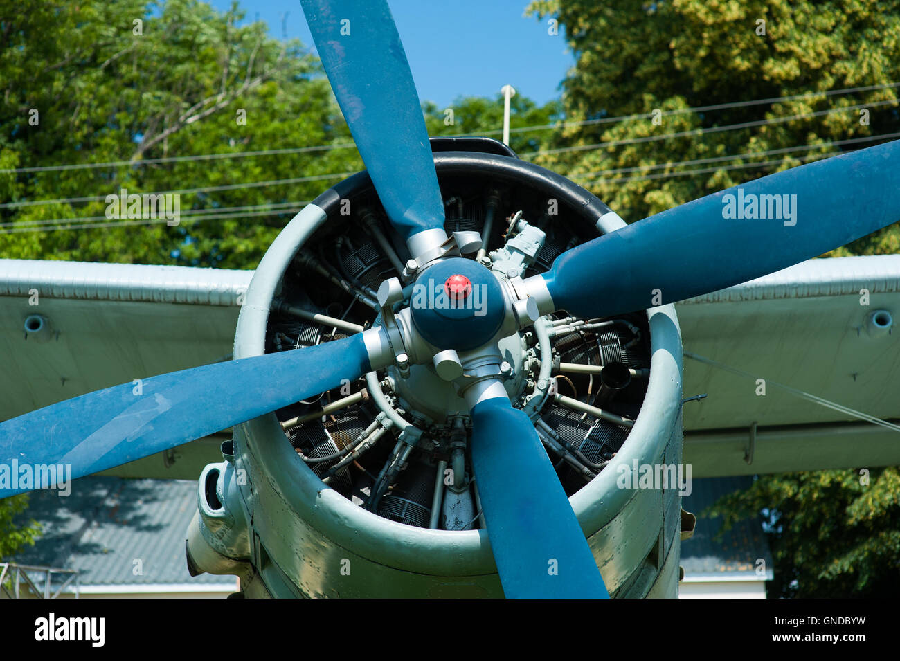 old airplane propeller at the airport field Stock Photo - Alamy