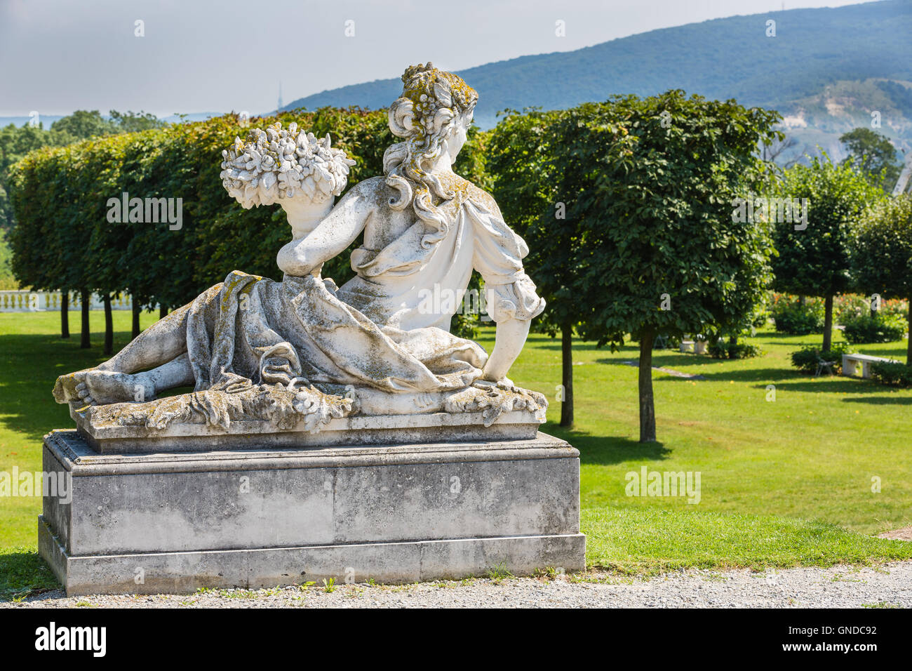 Statue in the courtyard of the castle Schloss Hof in Lower Austria ...