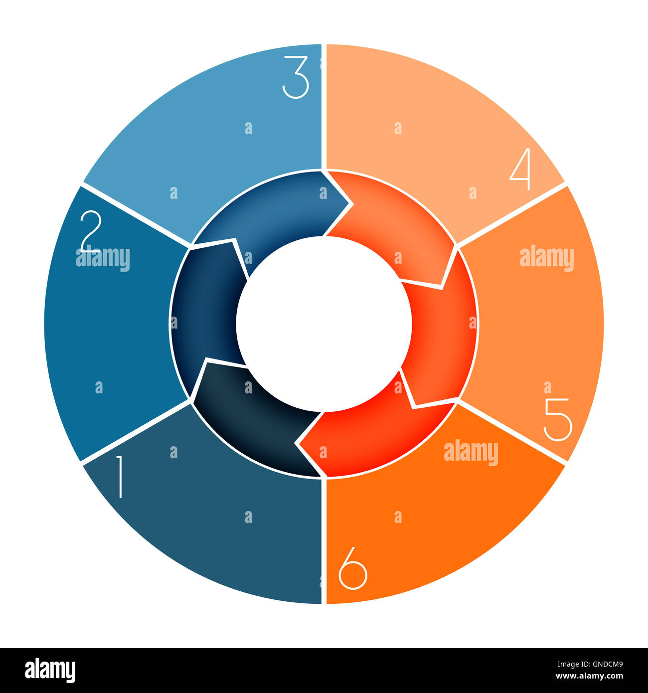 Template Infographic ring chart text area numbered for six position ...