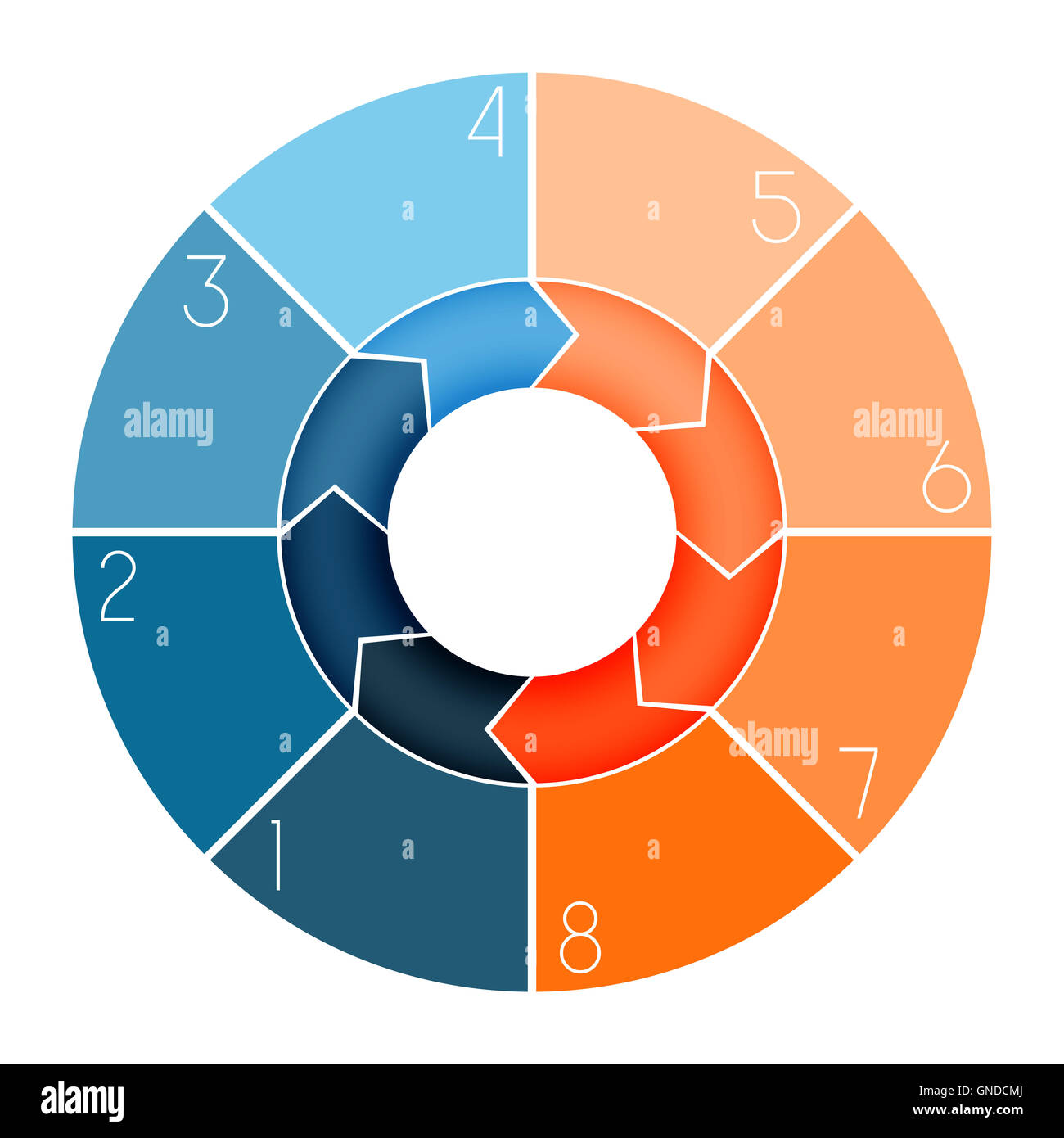 Template Infographic ring chart text area numbered for eight position ...