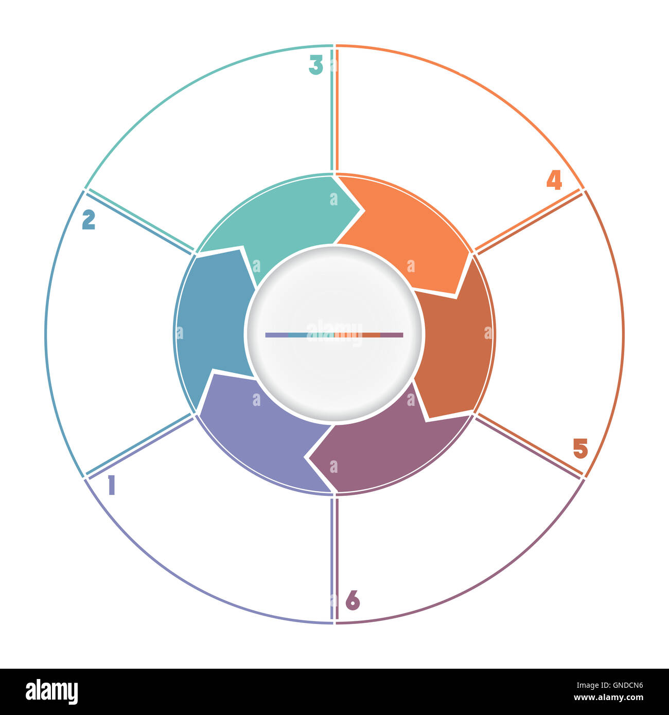 Infographic Ring from Arrows.Template cyclic process numbered for six ...
