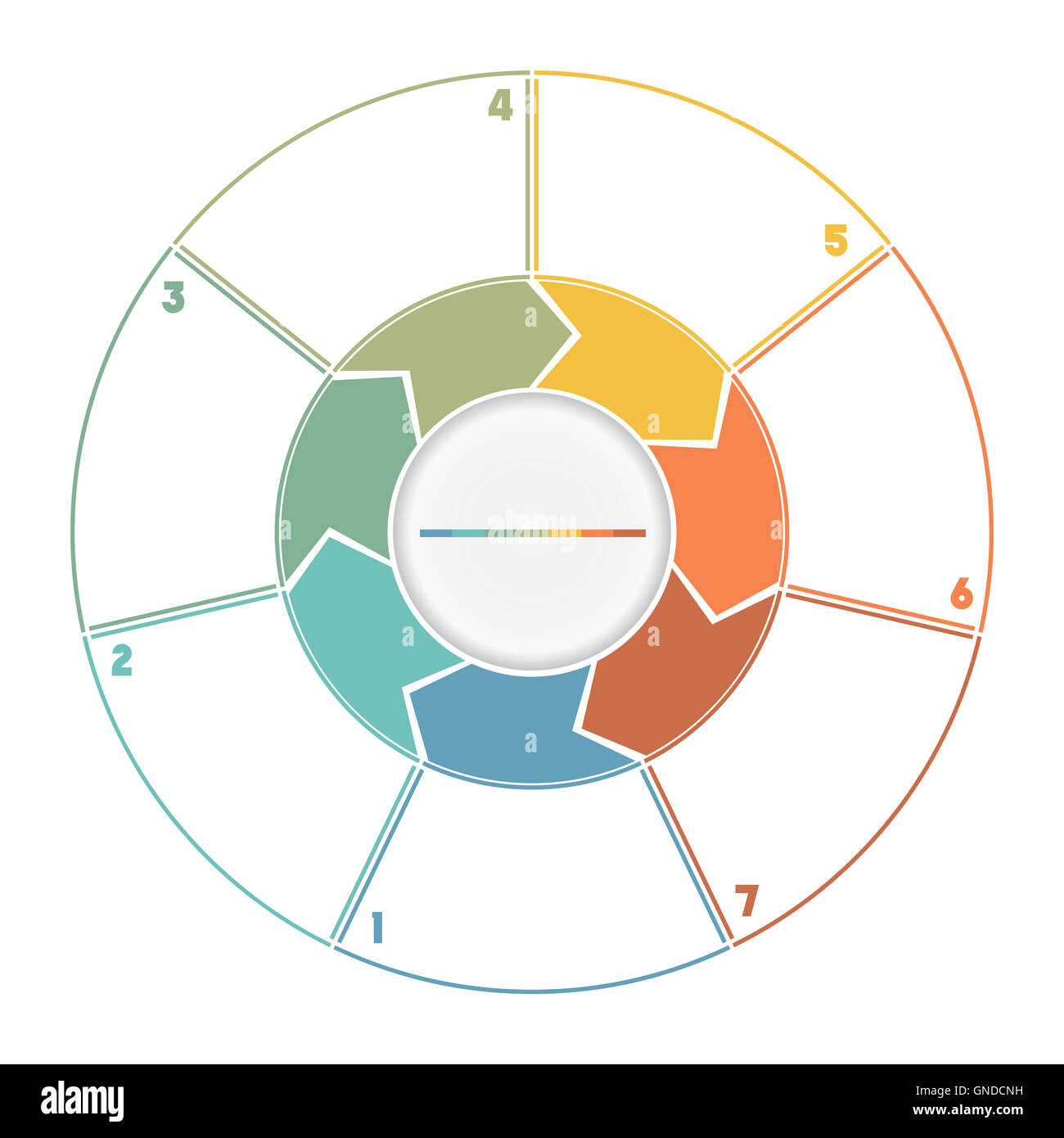 Infographic Ring from Arrows.Template cyclic process numbered for seven ...