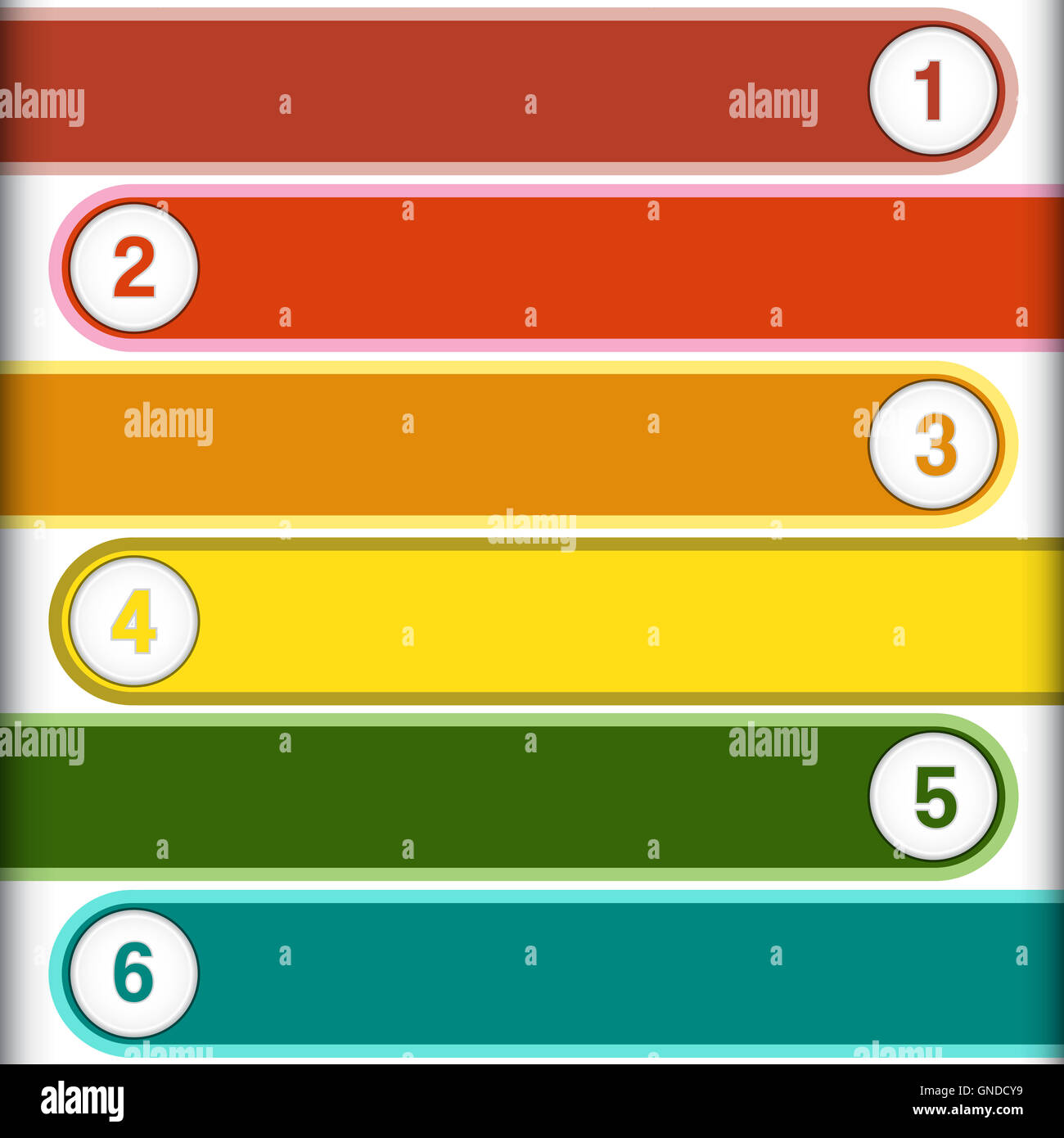 Colourful strips, template for the text six positions Stock Photo - Alamy