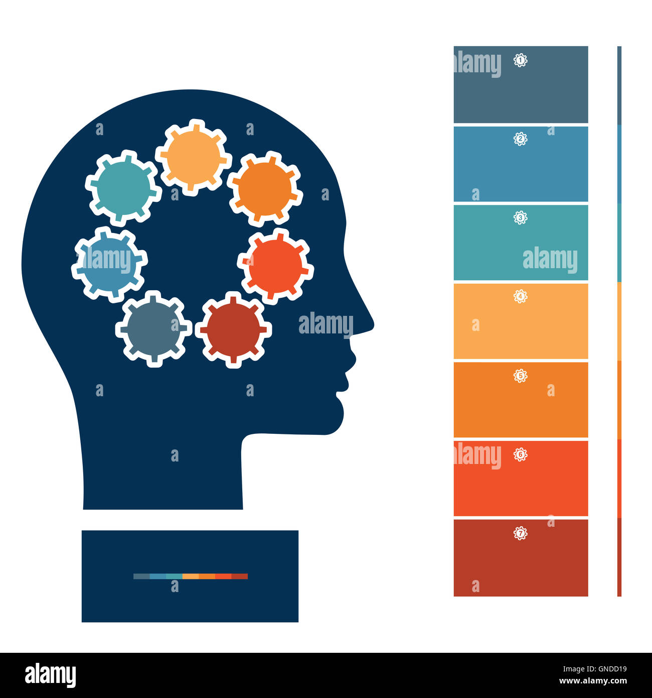 Illustration for infographic, head and gearwheels, thinking human ...