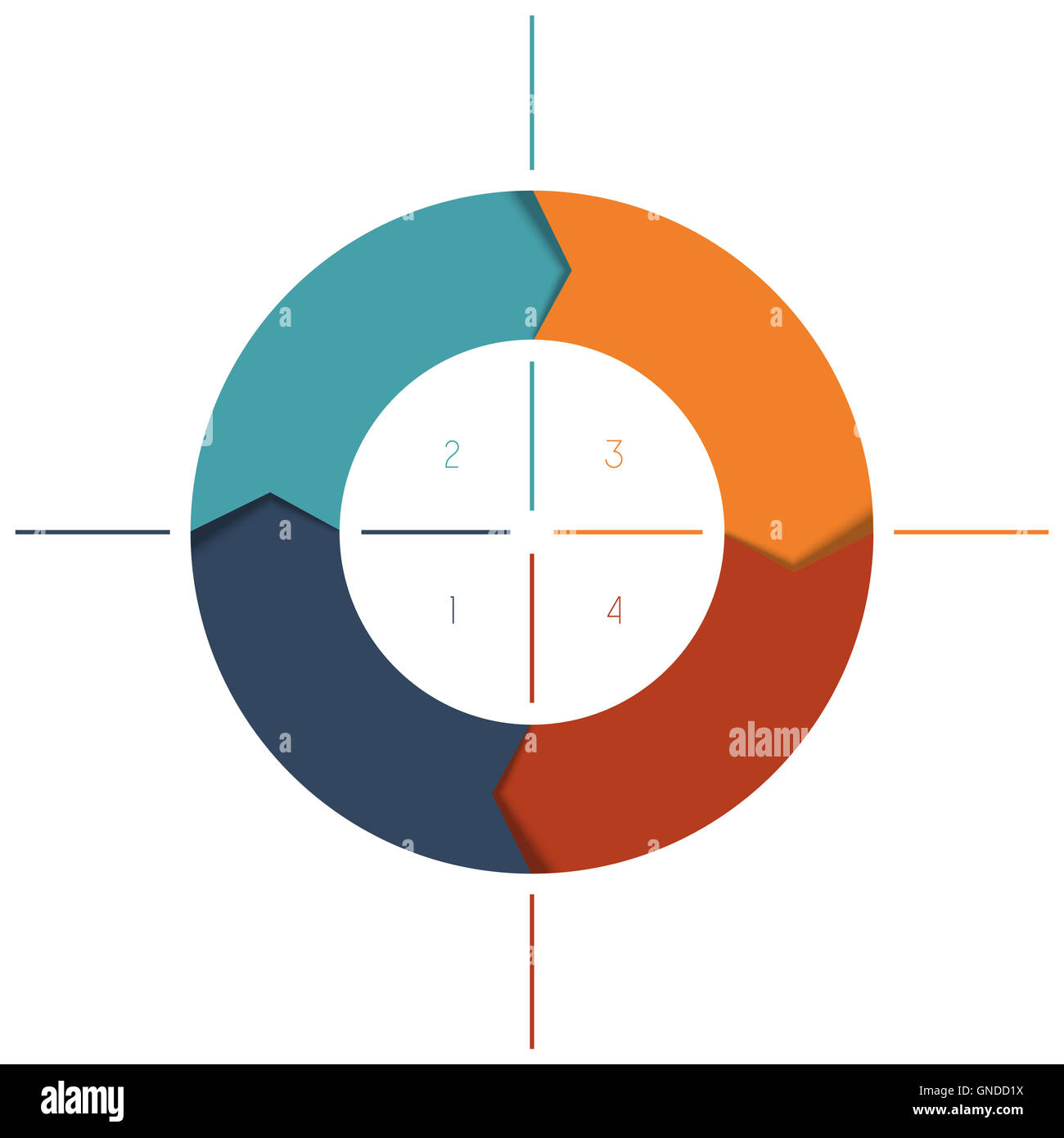 Template Infographics cyclic processes, colour ring from arrows 4 ...