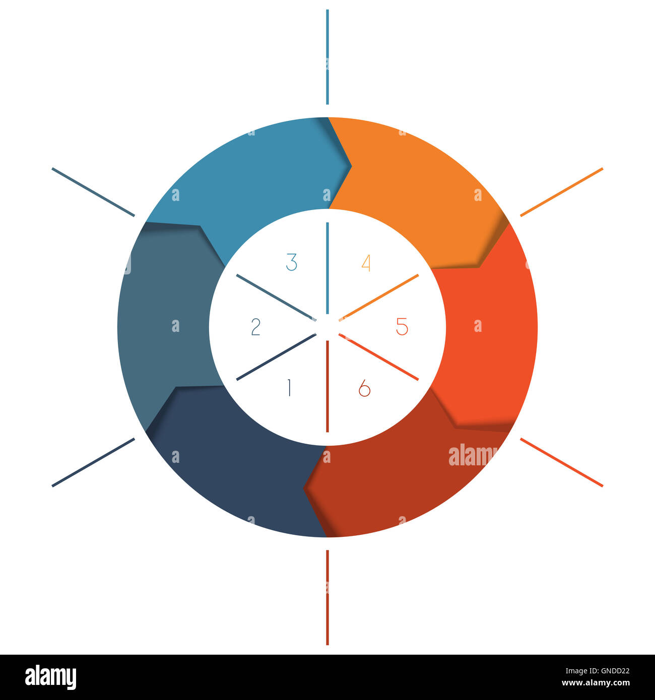 Template Infographics cyclic processes, colour ring from arrows 6 ...