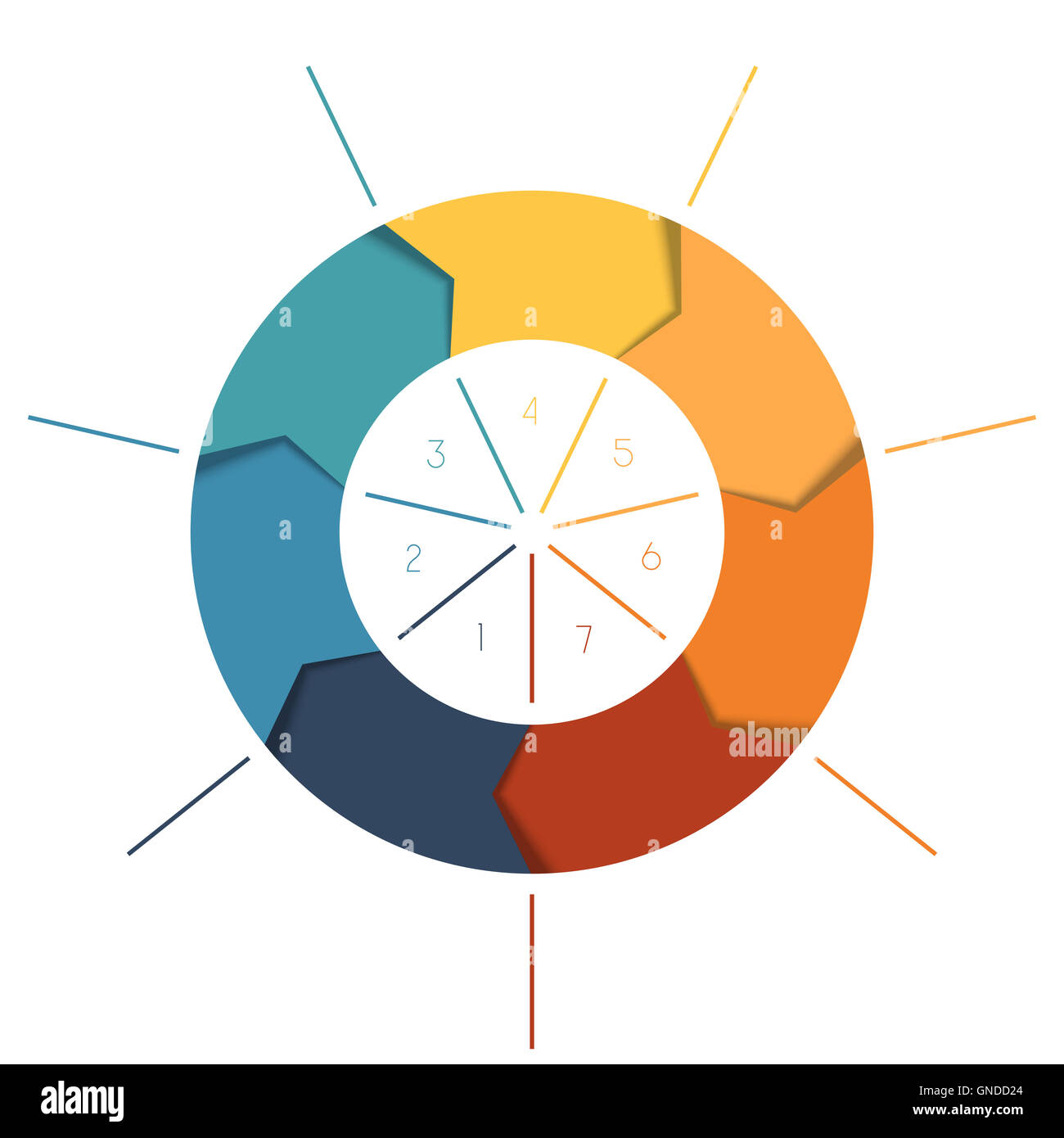 Template Infographics cyclic processes, colour ring from arrows 7 ...