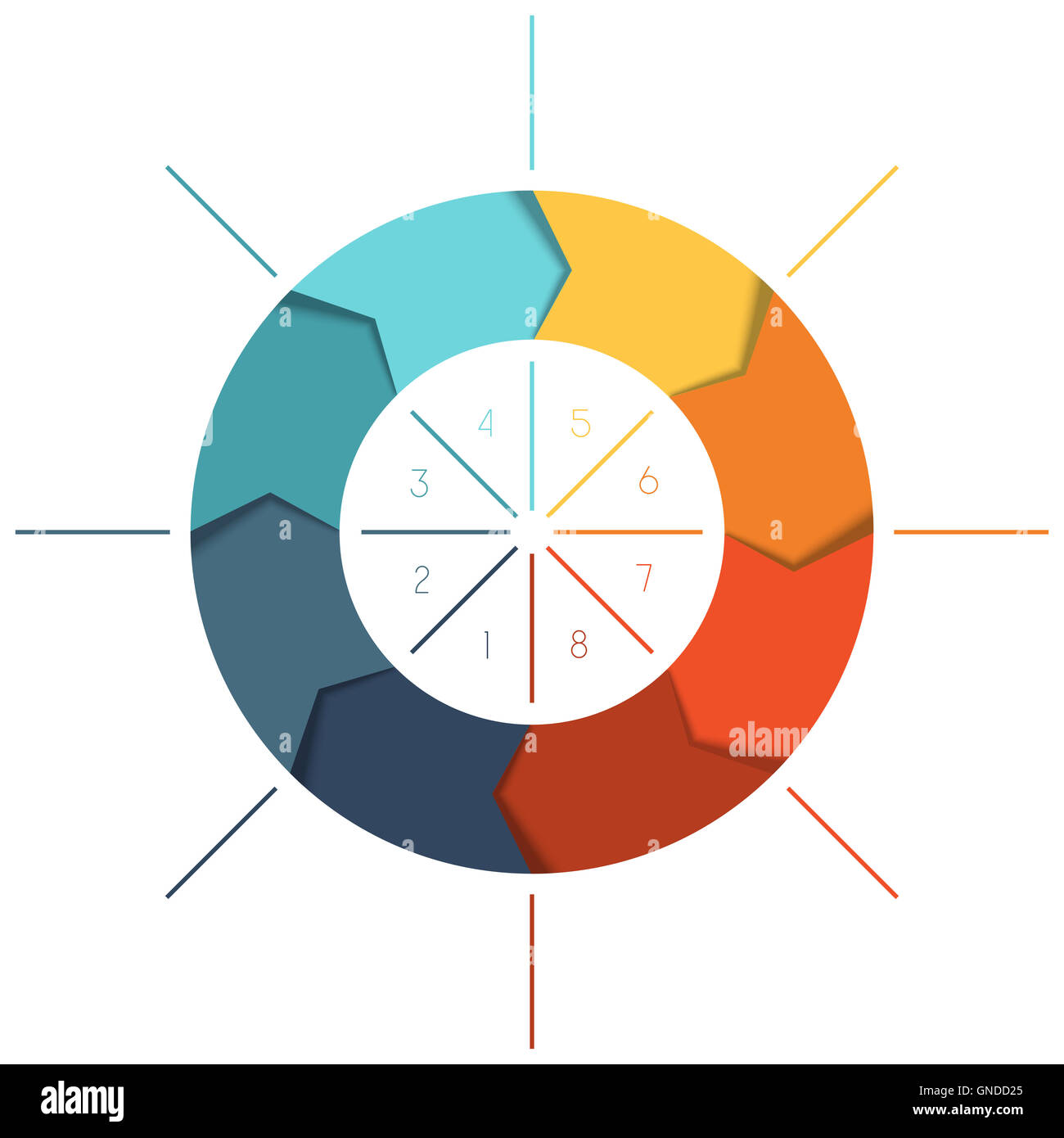 Template Infographics cyclic processes, colour ring from arrows 8 ...