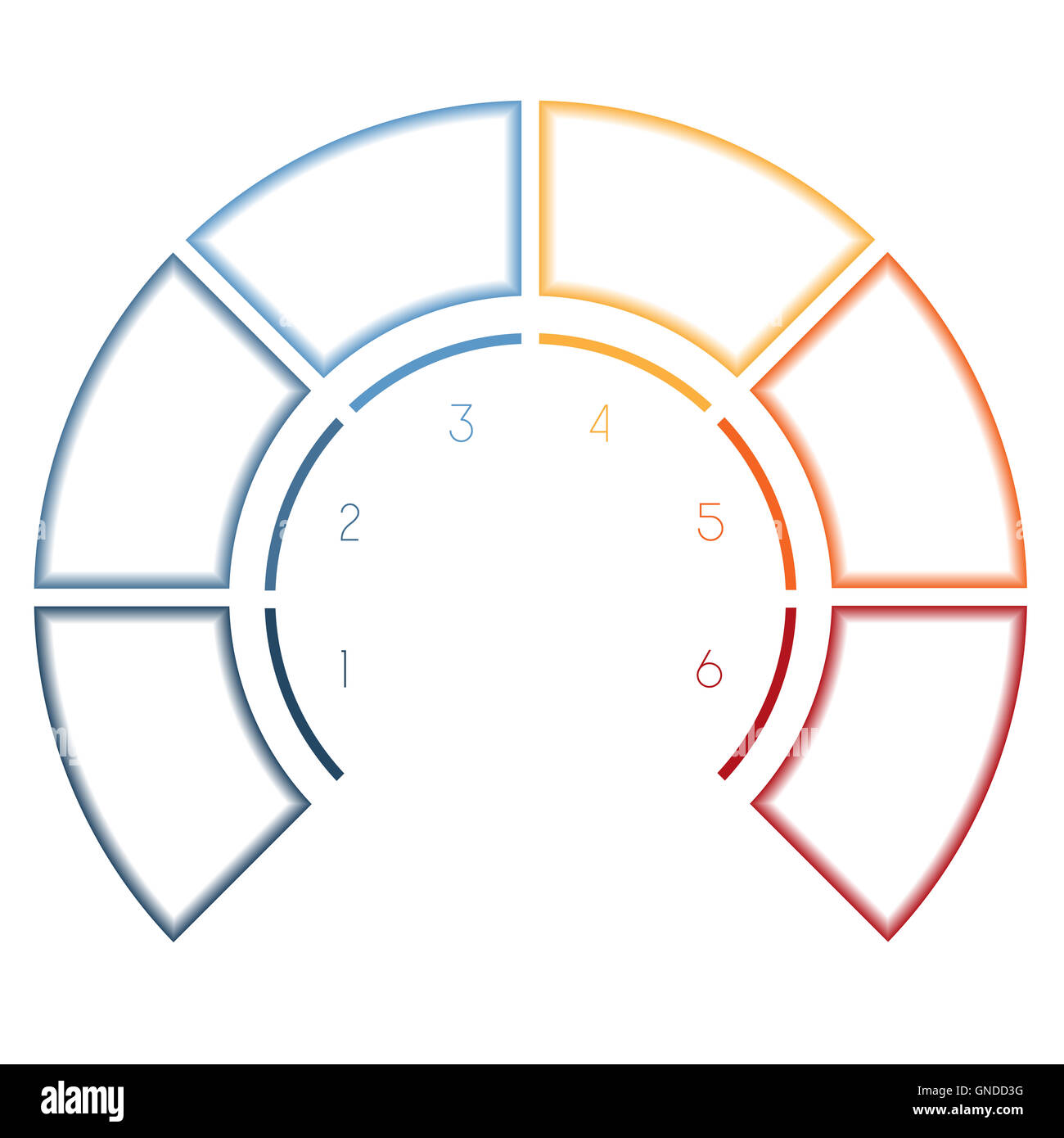 Numbered template Infographics colorful Semicircle for six number ...