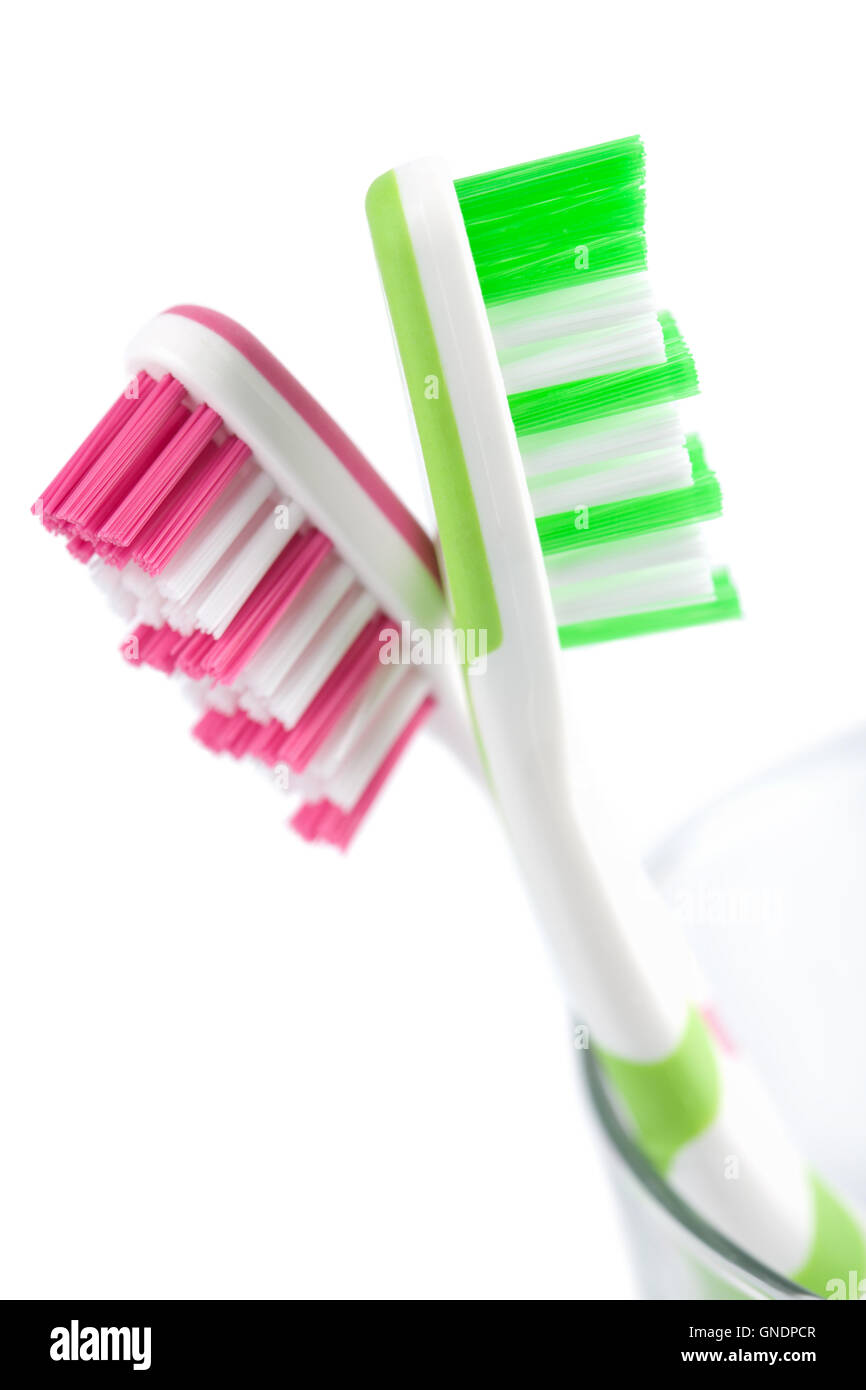 two toothbrushes isolated Stock Photo - Alamy