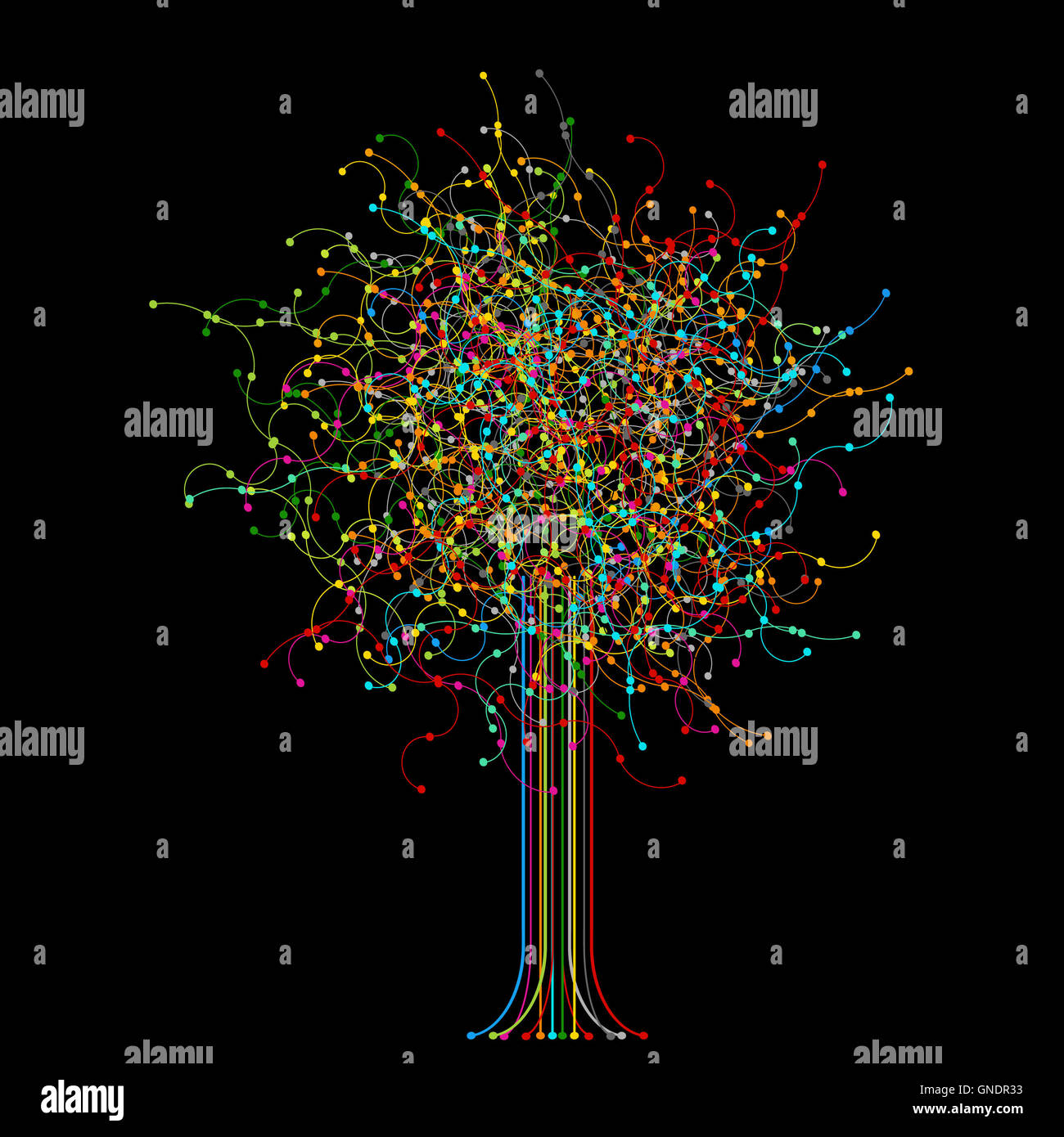 Abstract colored tree over black background Stock Photo - Alamy