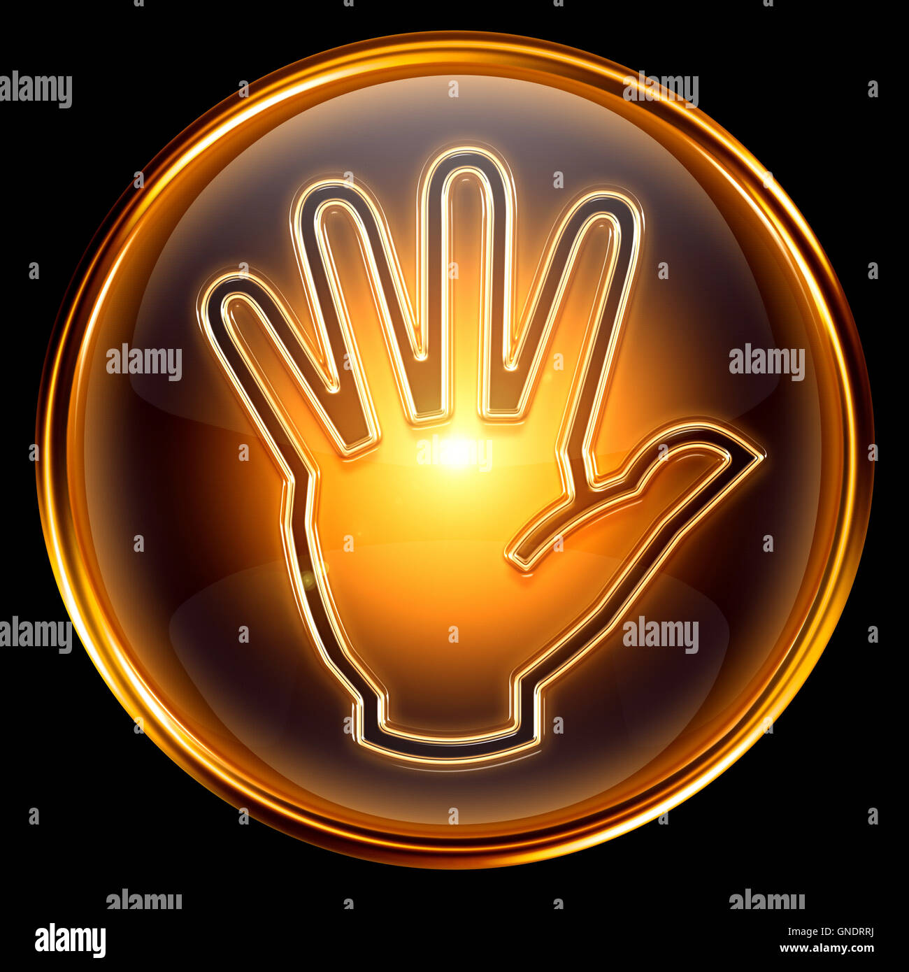 Stop icon golden Stock Photo - Alamy