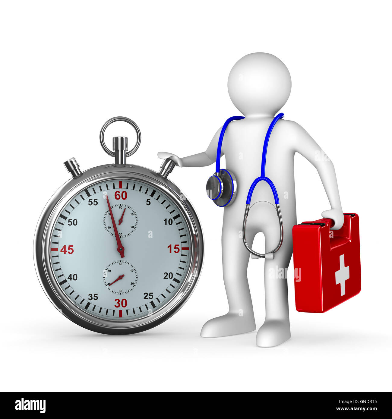 doctor with stethoscope and stopwatch on white background. Isola Stock ...