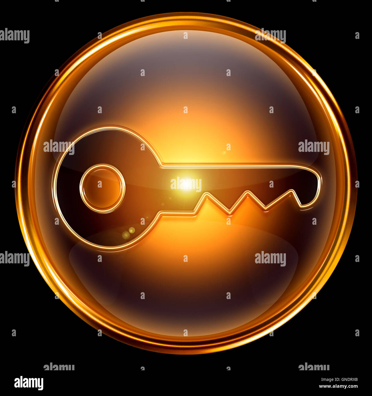 Key icon gold, isolated on black background Stock Photo - Alamy