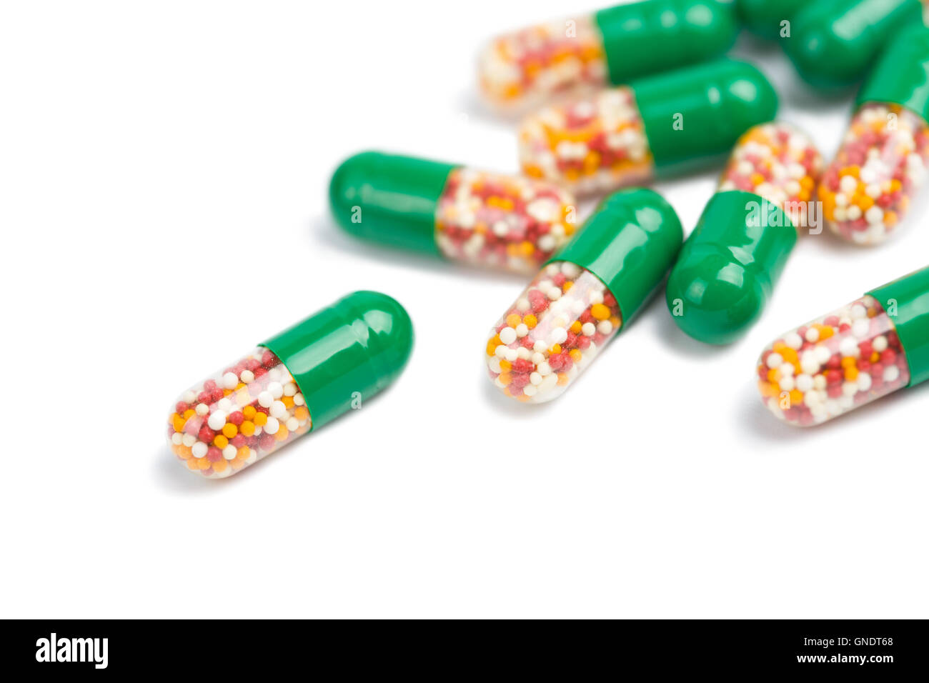 Yellow white pill capsule hi-res stock photography and images - Alamy