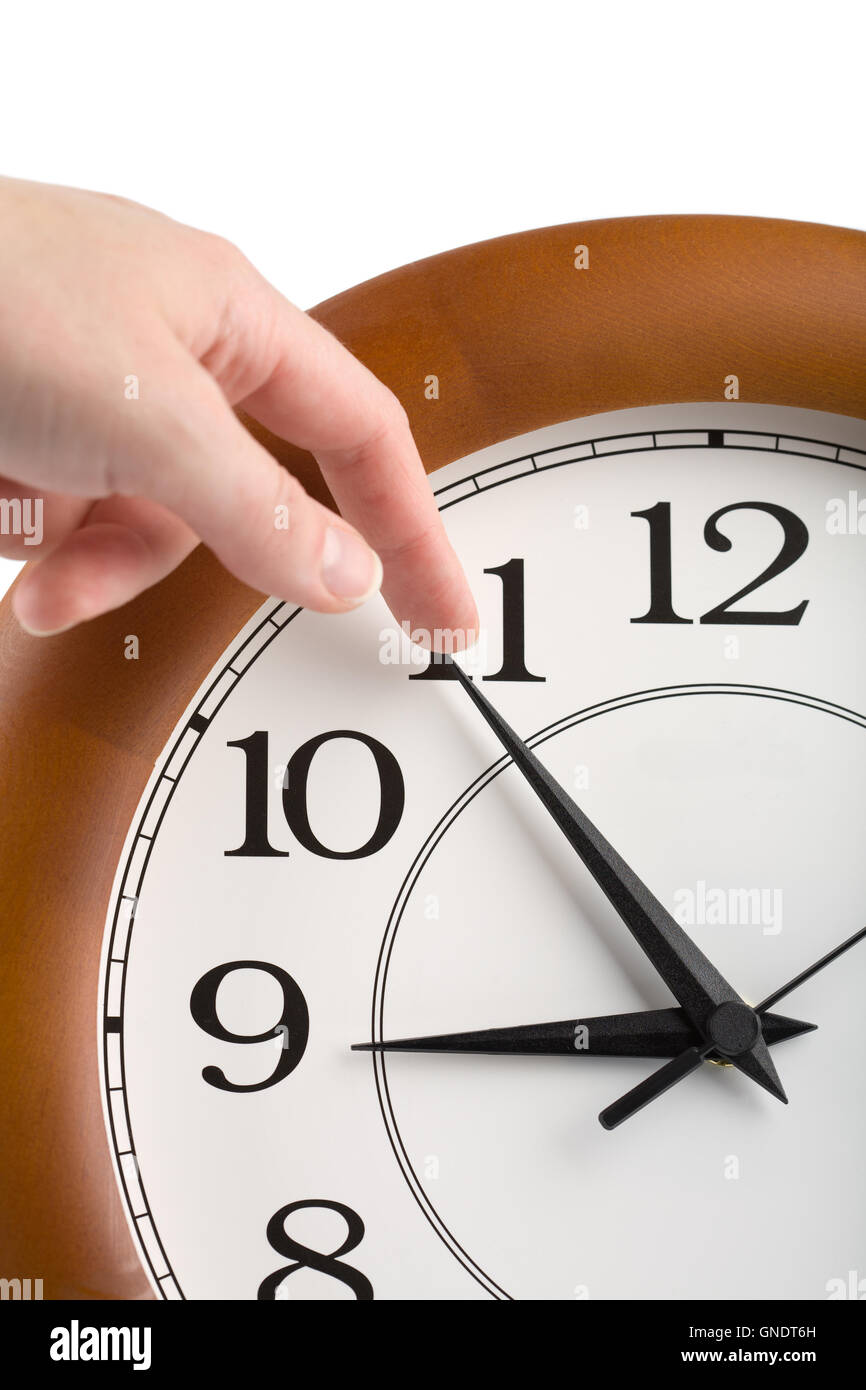 hand trying to stop time isolated Stock Photo - Alamy