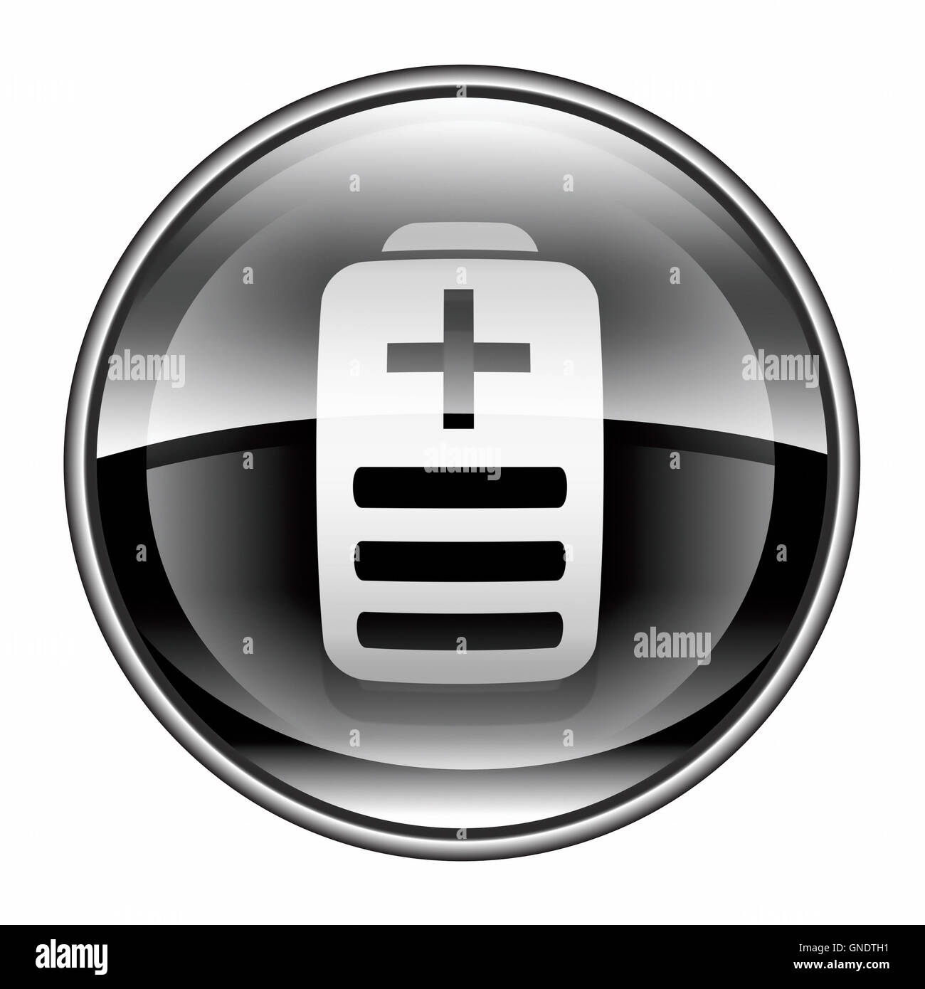 Battery icon black, isolated on white background Stock Photo - Alamy