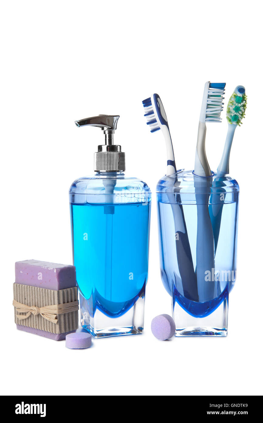 soap and toothbrushes isolated Stock Photo - Alamy