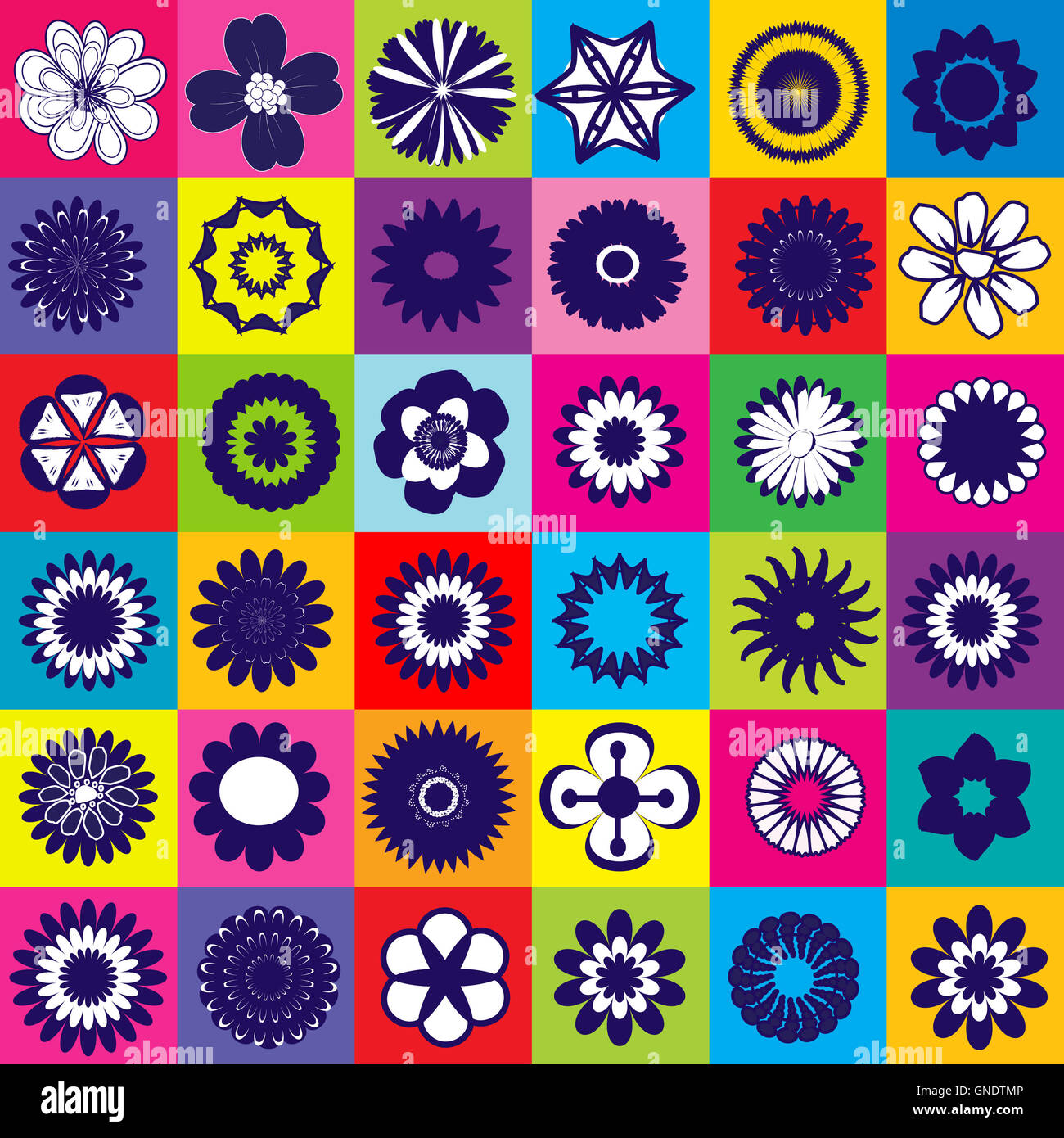 Seamless colored pattern with different kind of flowers Stock Photo - Alamy