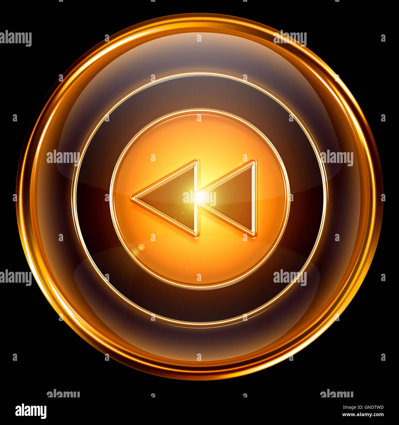 Rewind Back icon gold, isolated on black background Stock Photo - Alamy