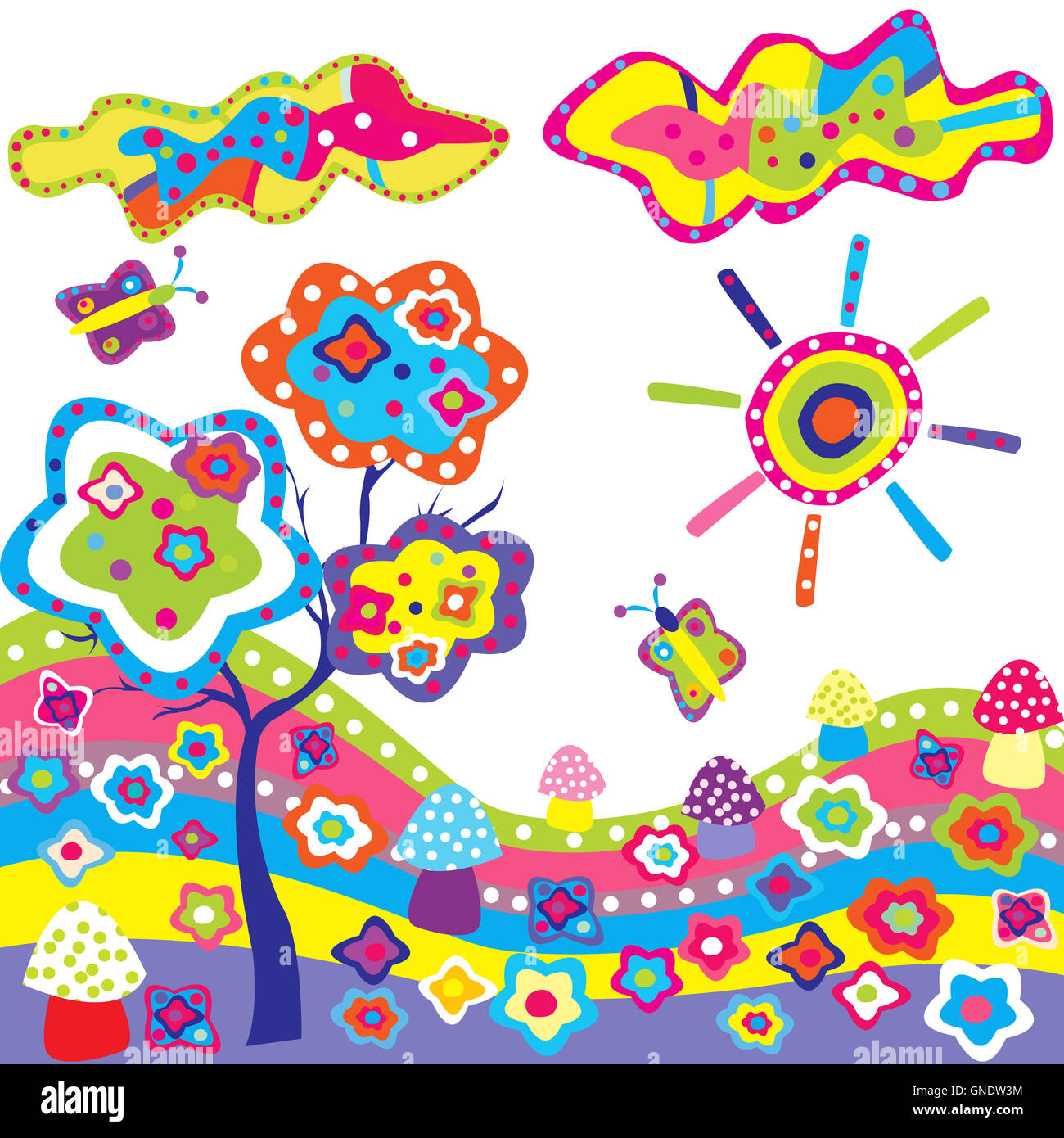 Funky background with colorful elements from nature Stock Photo - Alamy