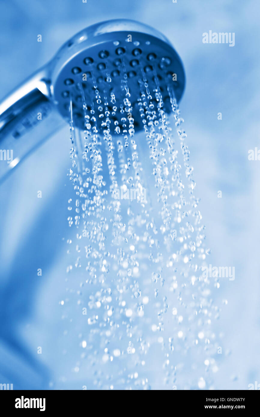 water flowing from metal shower Stock Photo - Alamy