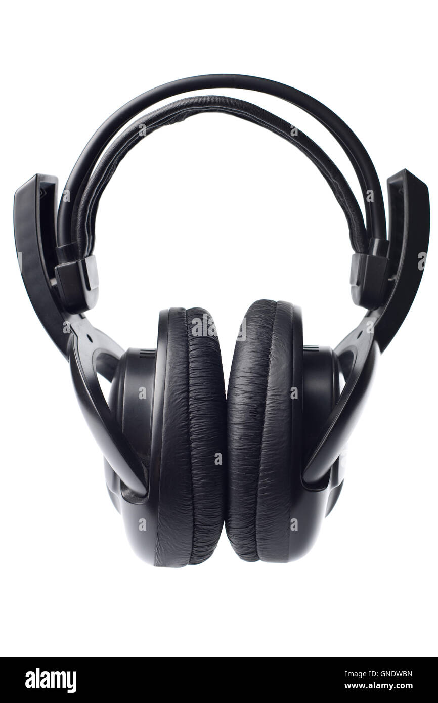 black headphones isolated Stock Photo - Alamy