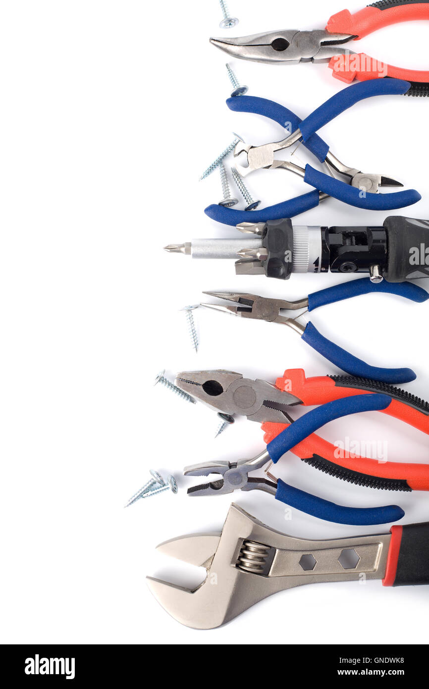 set of colorful tools isolated Stock Photo - Alamy