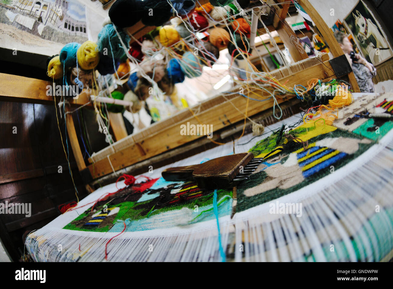 traditional arabic rug production Stock Photo - Alamy