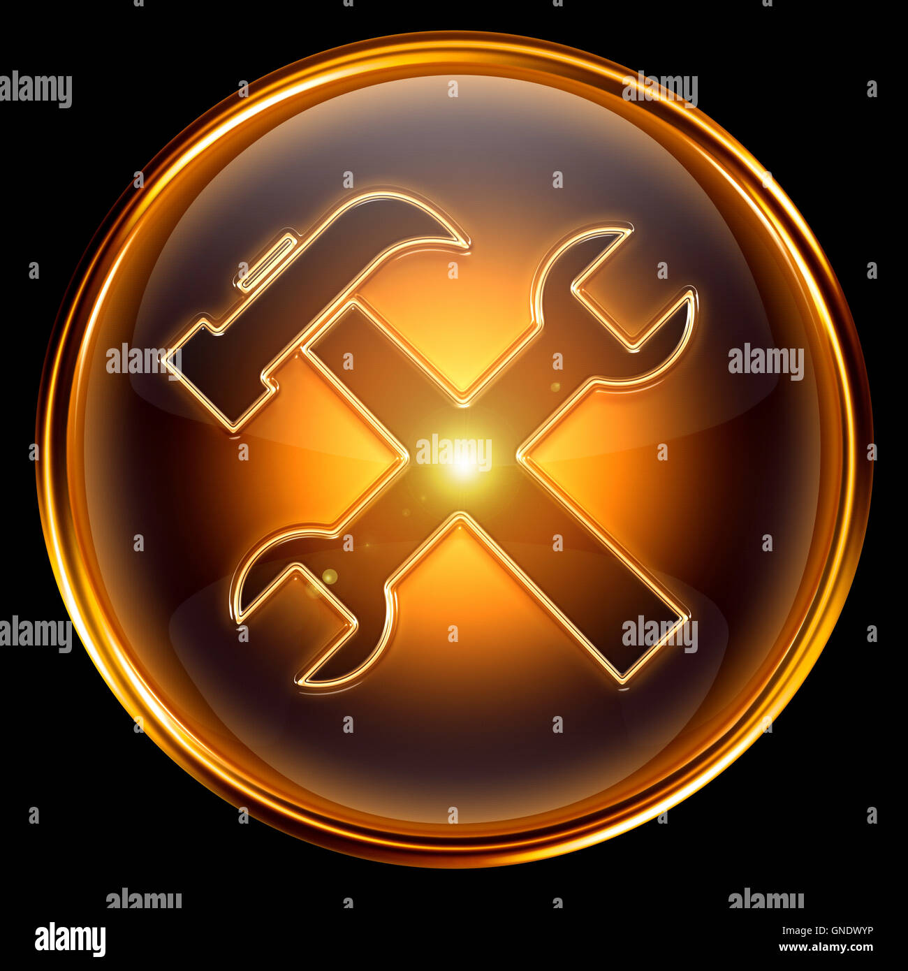 Tools icon golden, isolated on black background Stock Photo - Alamy