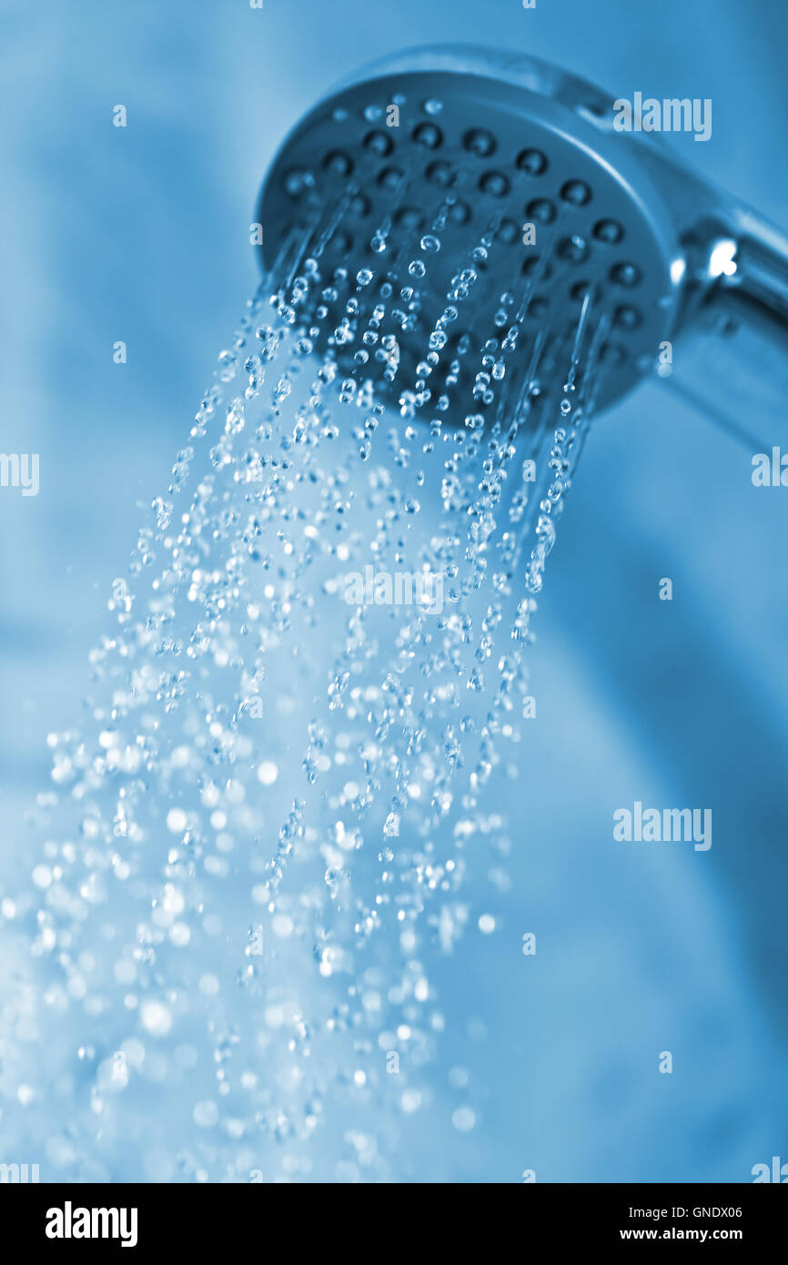 water flowing from metal shower Stock Photo - Alamy