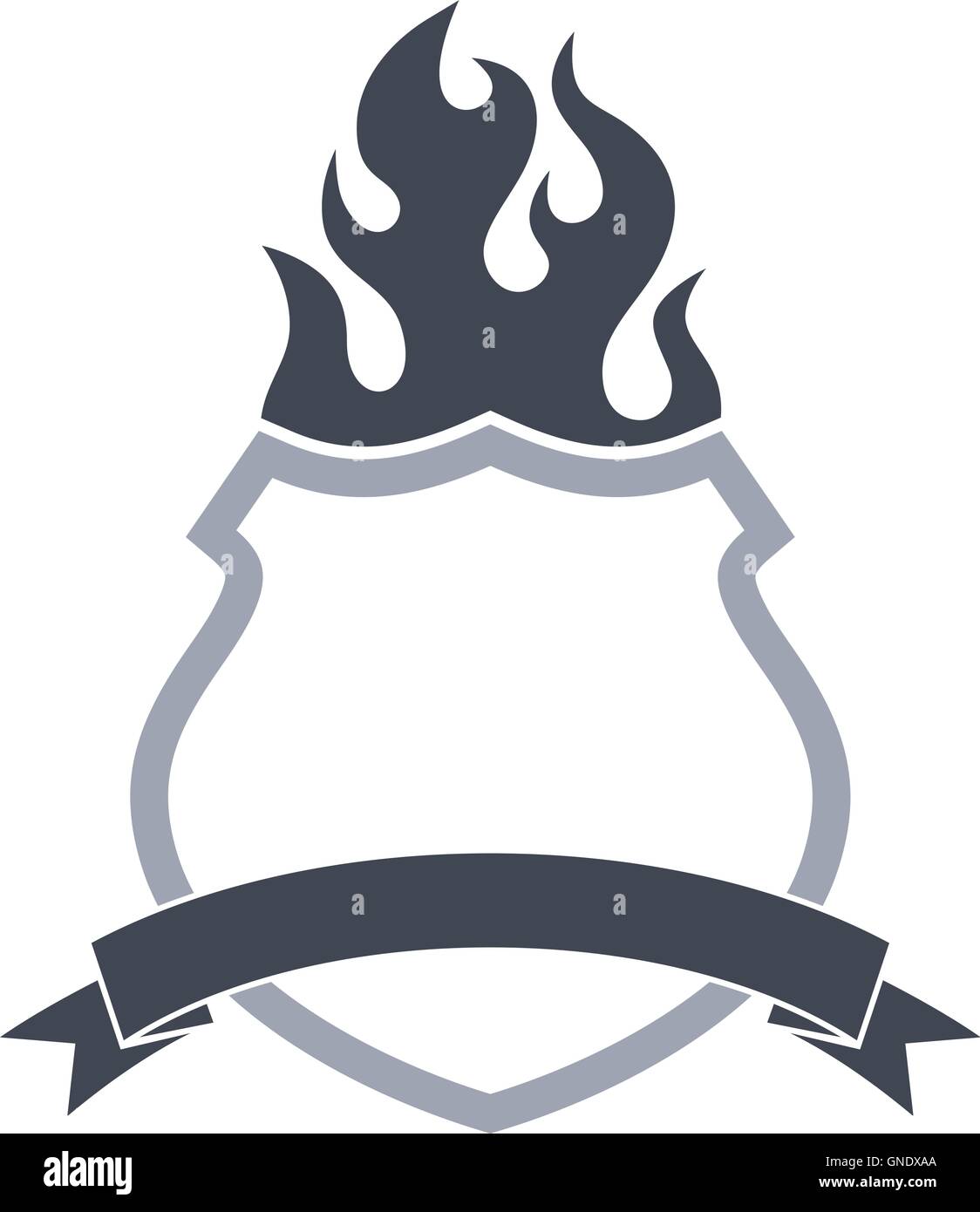 shield art with fire theme template Stock Vector Image & Art - Alamy