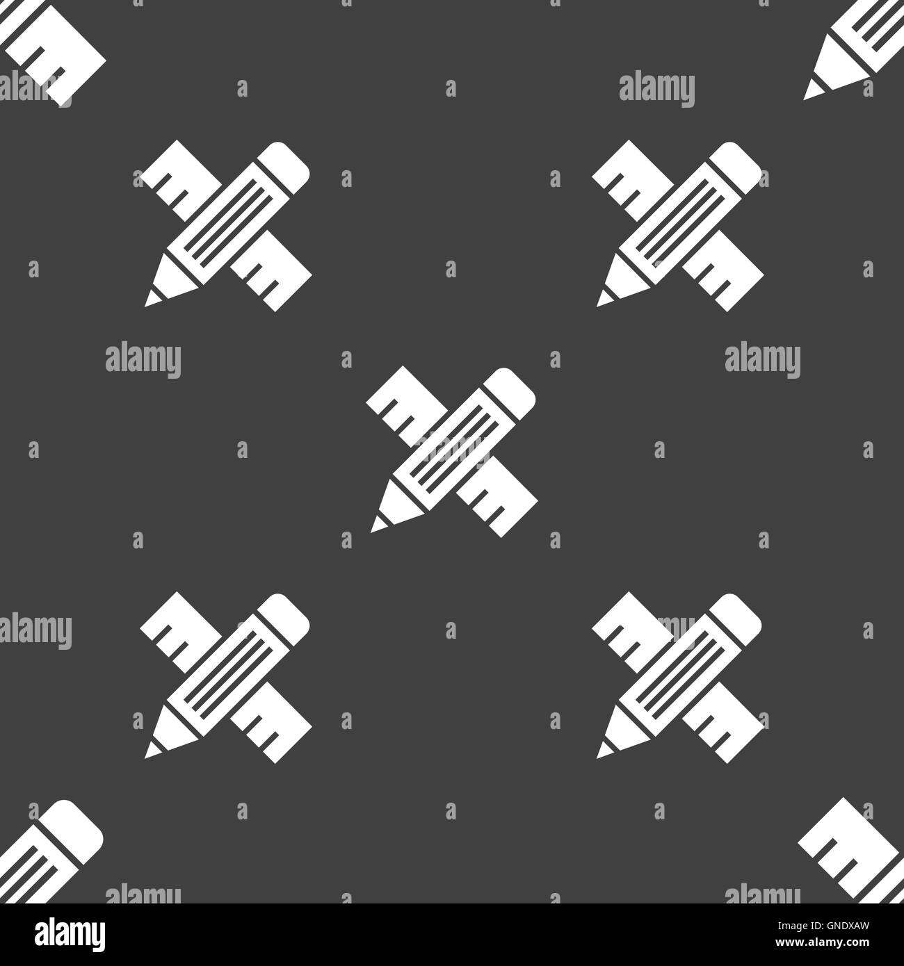 Pencil with ruler icon sign. Seamless pattern on a gray background ...