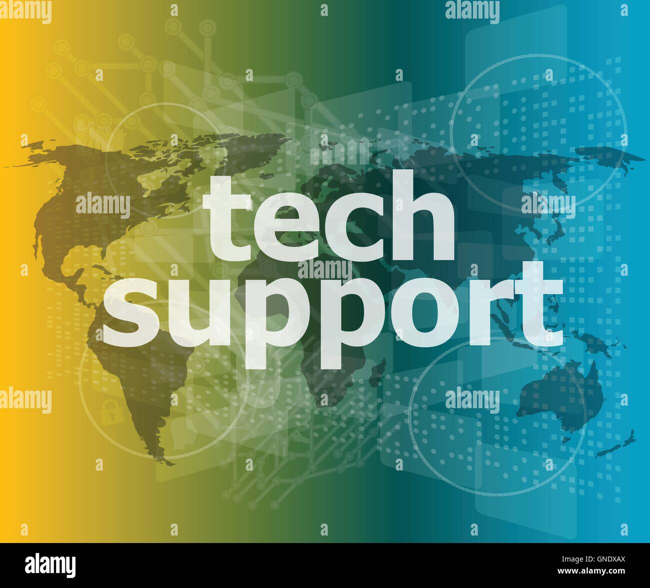 tech support text on digital touch screen - business conceptvector ...